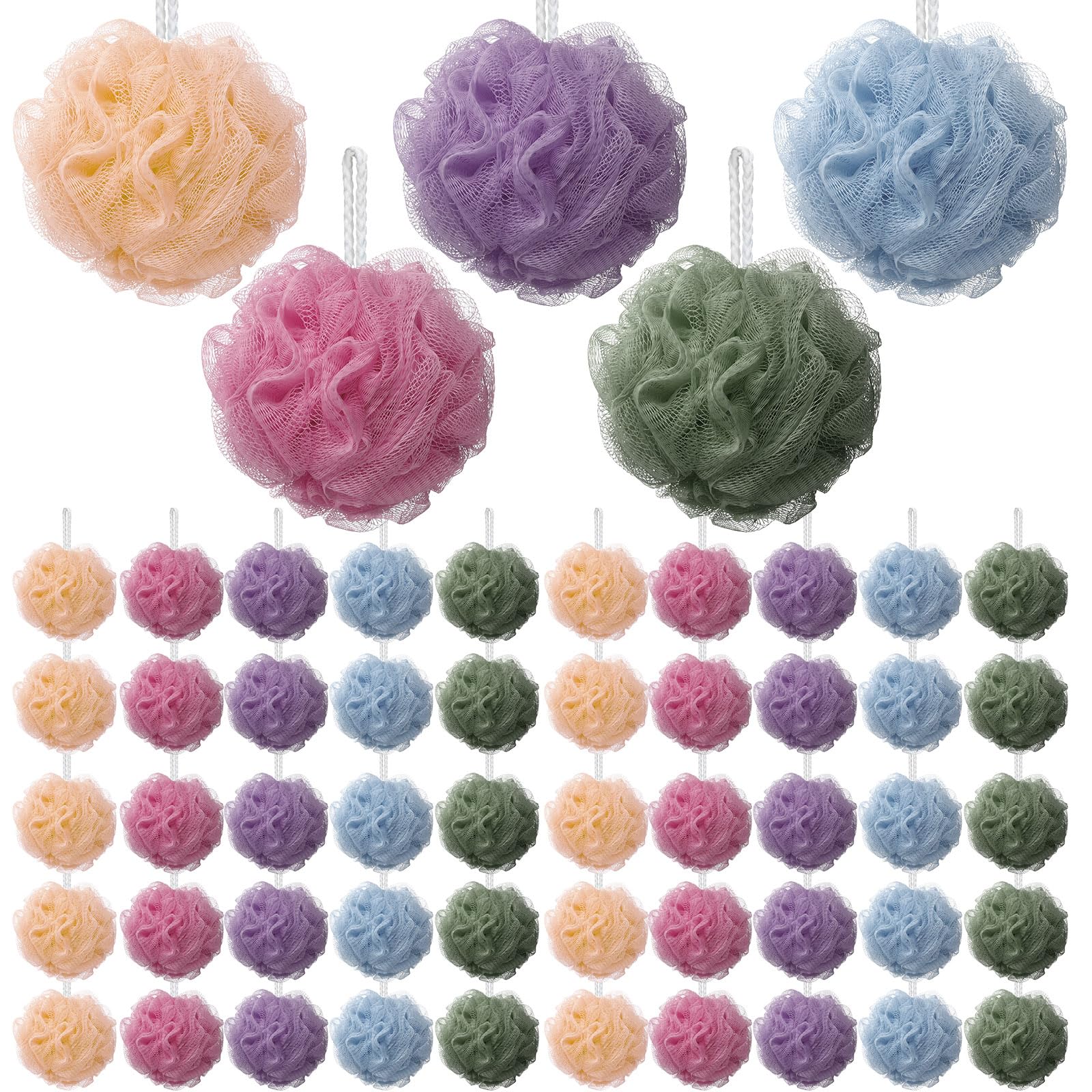 Amazon.com: Nitial 50 Pcs Large Bath Shower Loofah Sponge Bulk 60g ...