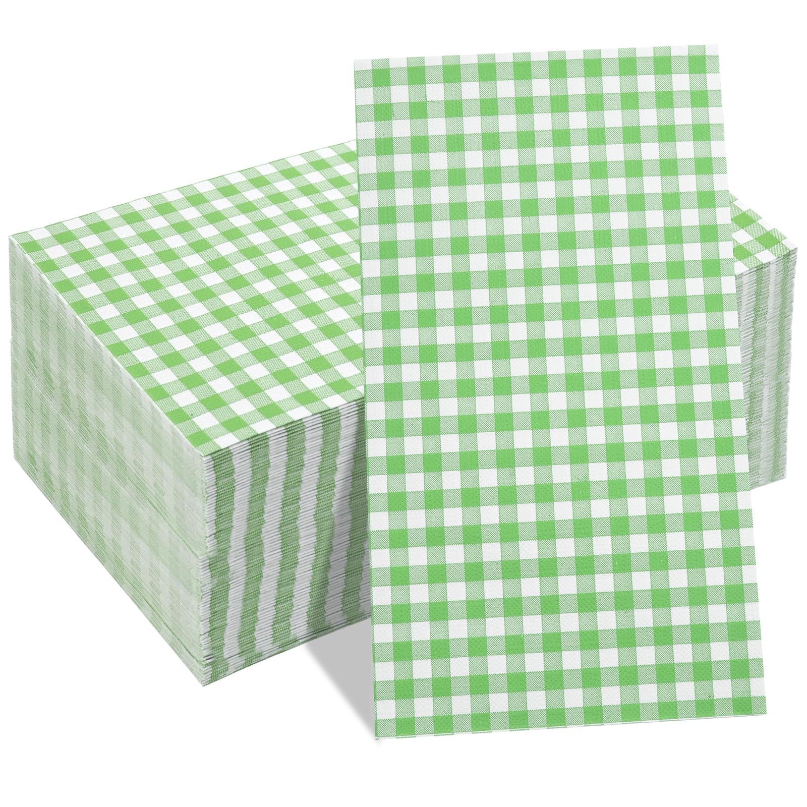 Amazon.com: WDF 150Pack Green Gingham Napkins - 3 Ply Disposable Green ...