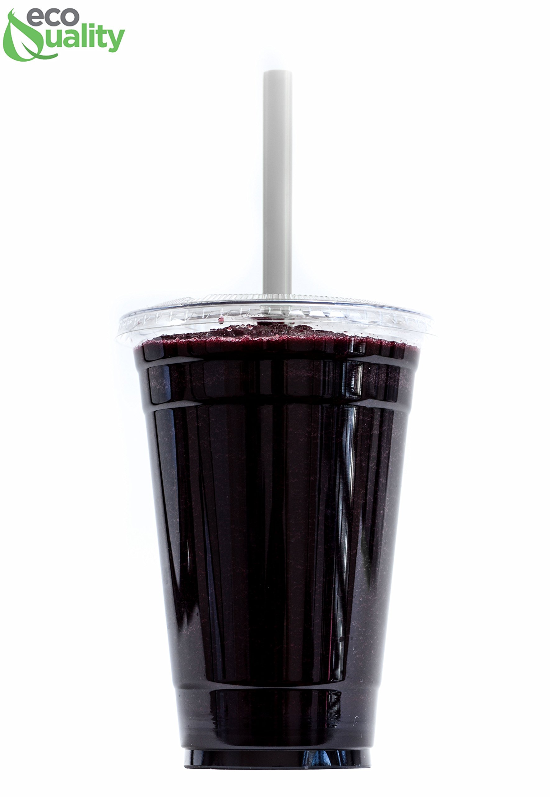 Large Clear Plastic Disposable Cups with Lids & Straws 100 count - 32 ...