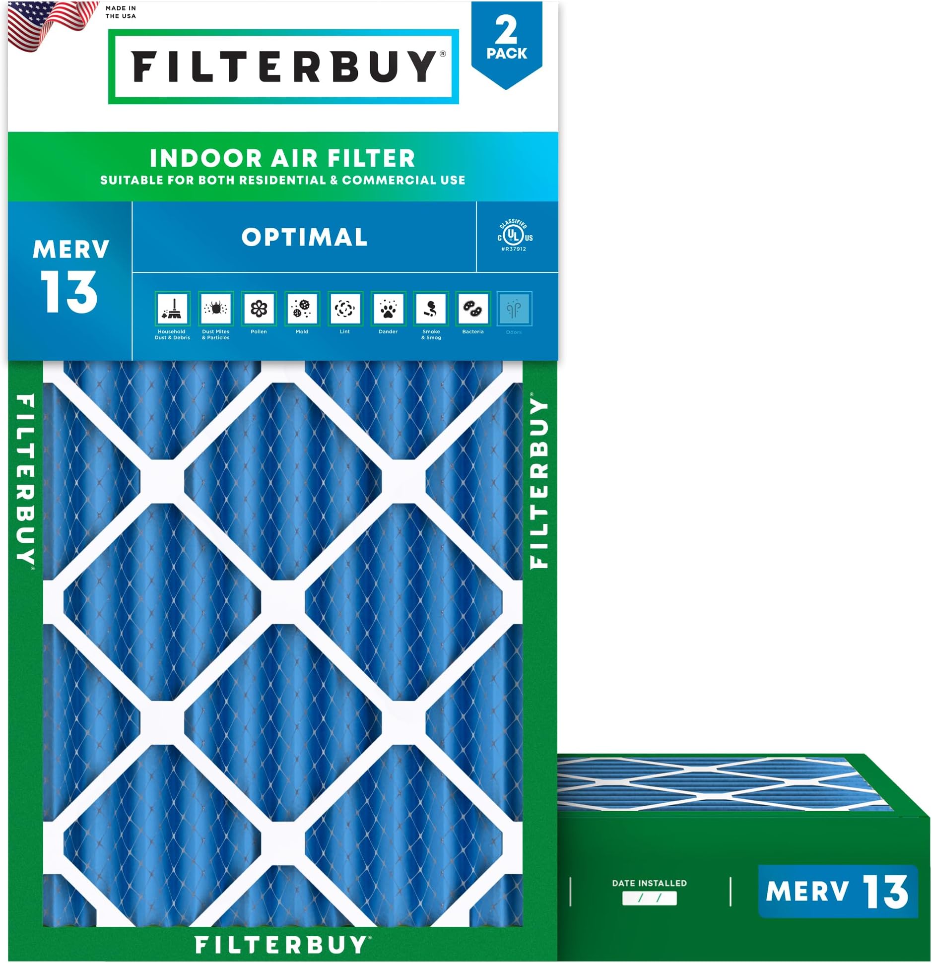 Generic 2 Pcs ECO POWER 20x25x4 Air Filter MERV 10, Pleated HVAC AC ...