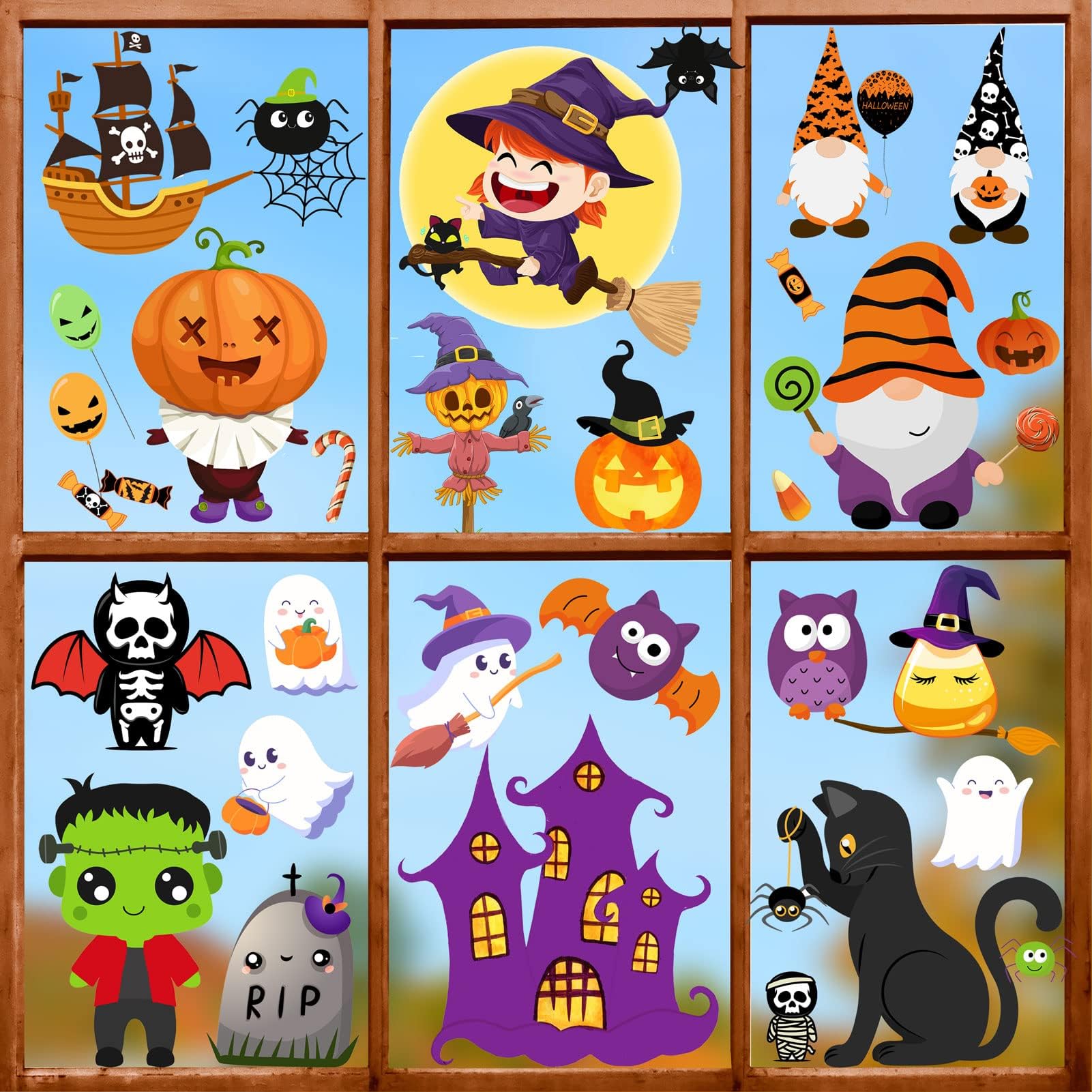 Amazon.com: BAYLAY Halloween Window Clings - 10 Sheets Halloween Window ...
