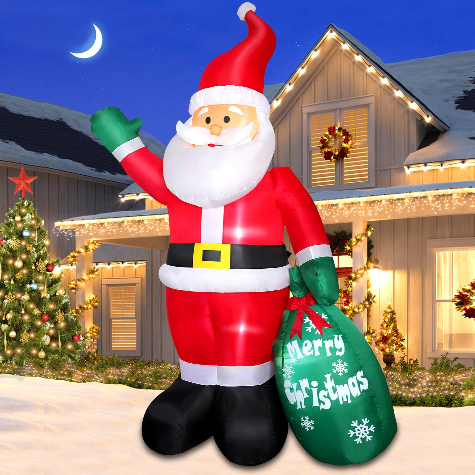 Amazon.com: 8 FT Christmas Inflatable Santa Claus Outdoor Decors for ...