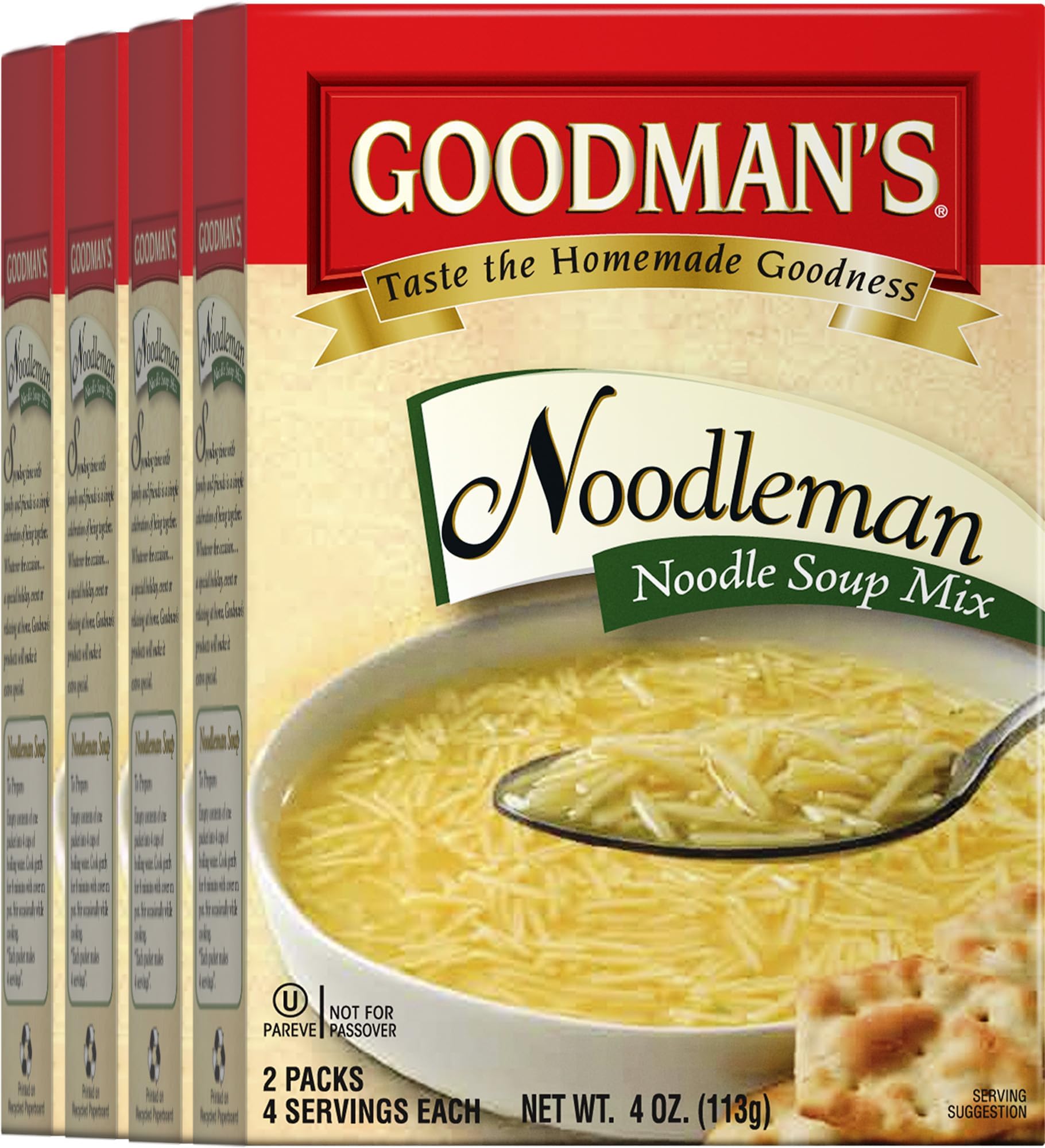 Amazon.com : Goodmans Noodle Soup Mix, 4oz (4 Packs of 2 Soup Packets ...