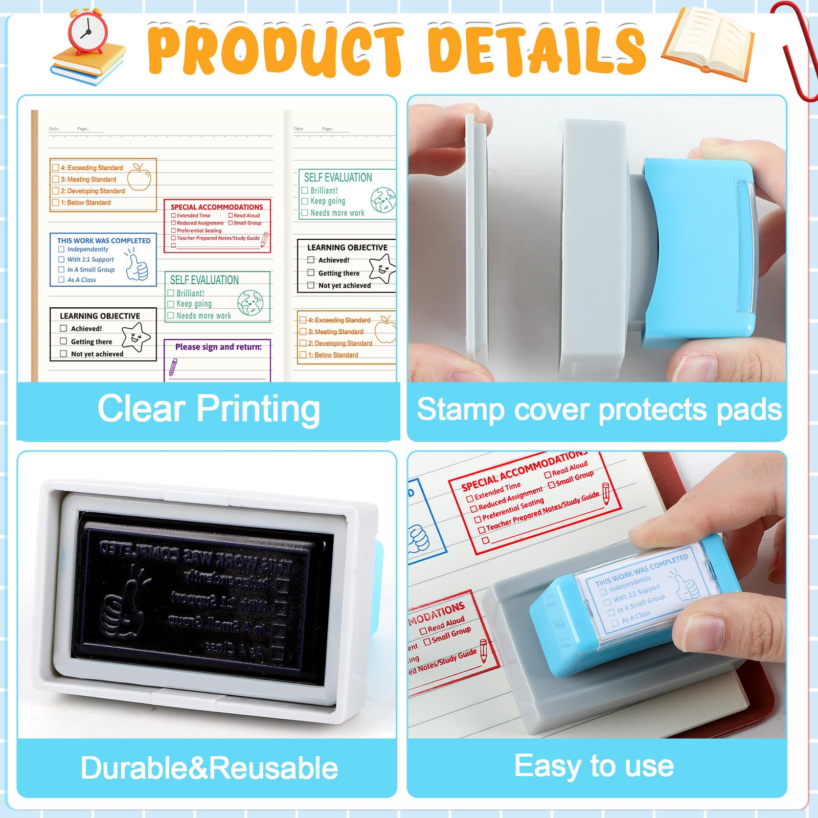 Snapklik.com : 6PCS Teacher Stamps For Classroom Self-inking ...