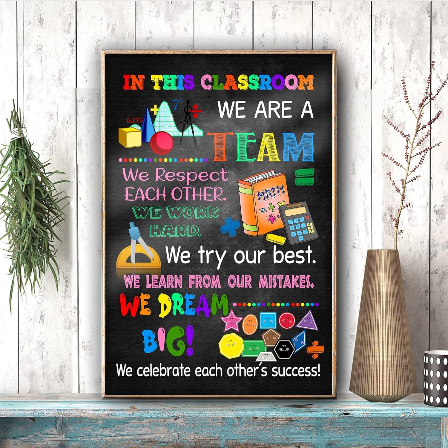 Teacher Bulletin Board Sets 6 Math Motivation Posters For Classroom ...