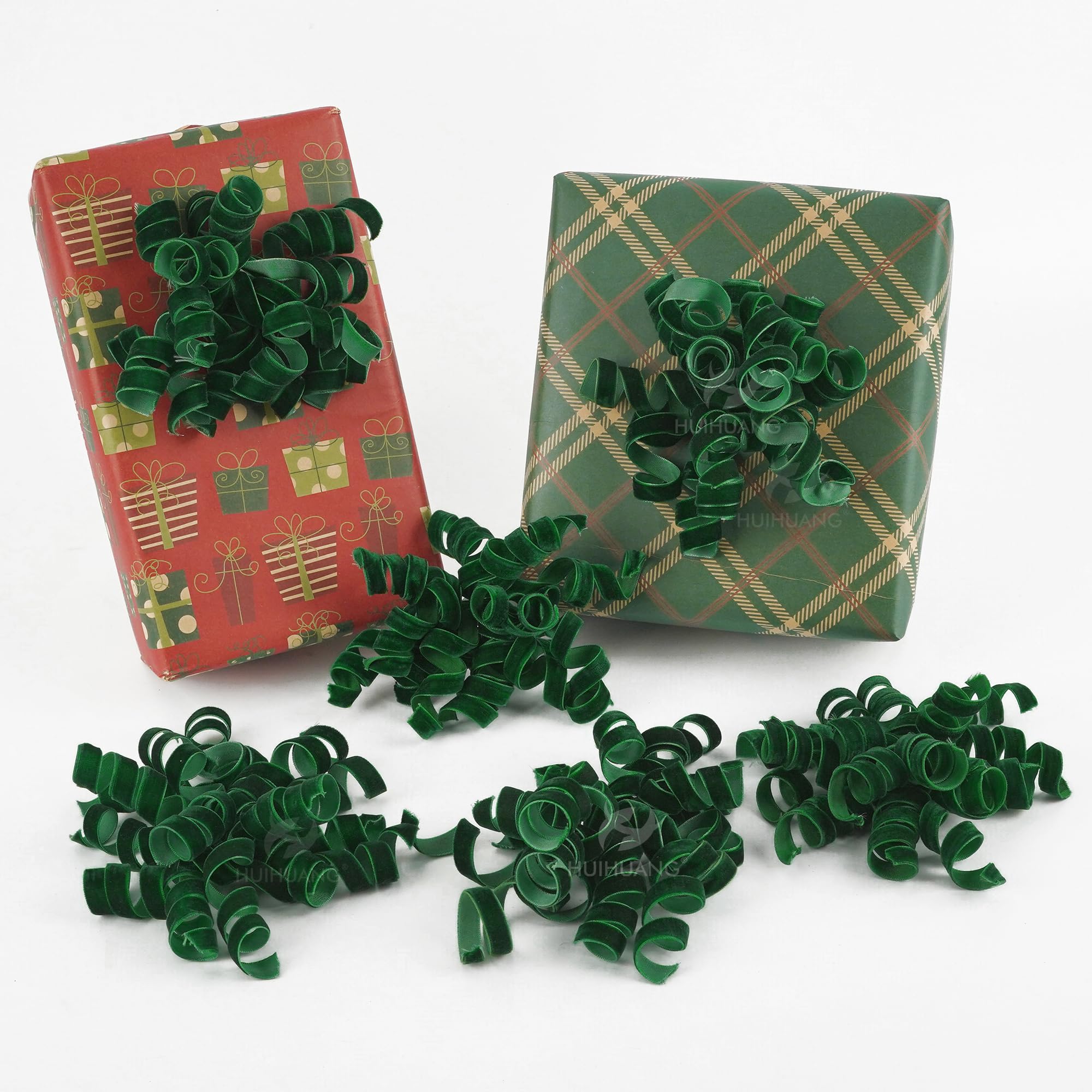 Amazon.com: HUIHUANG Green Velvet Bows for Gift Wrapping Self Adhesive ...