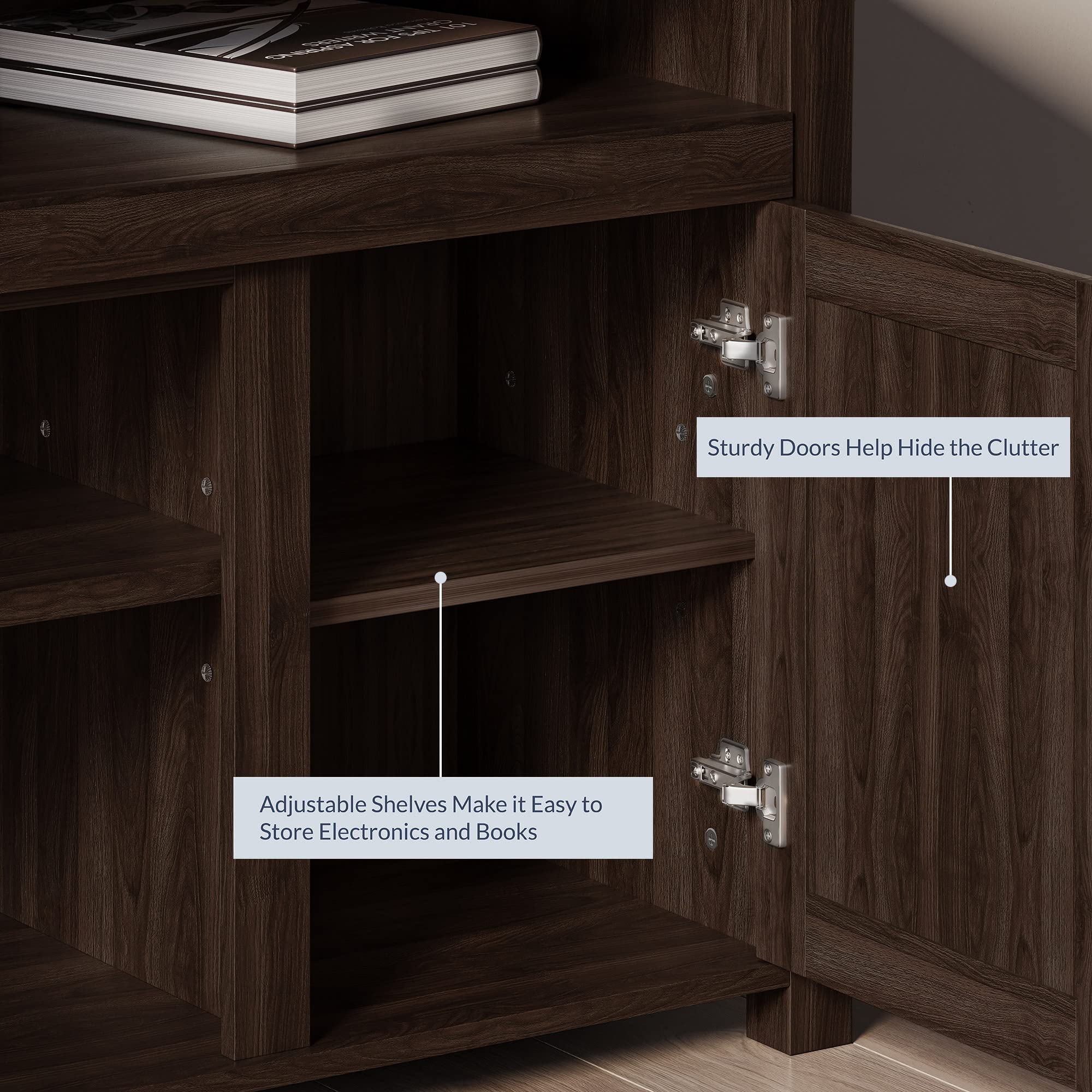 Snapklik.com : BELLEZE Modern 58 Inch Barn Door Wood TV Stand & Media ...