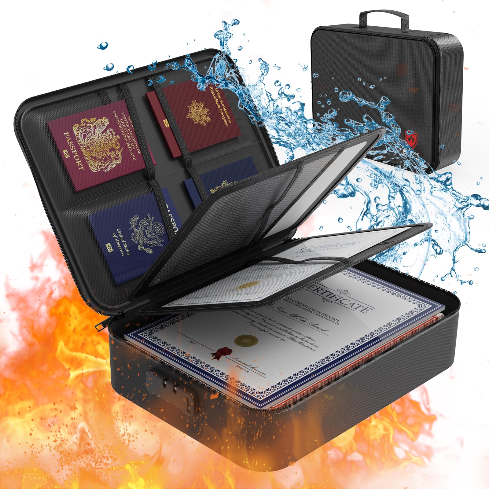 Amazon.com: Fireproof Document Box with Lock,File Safe Bag for Home ...