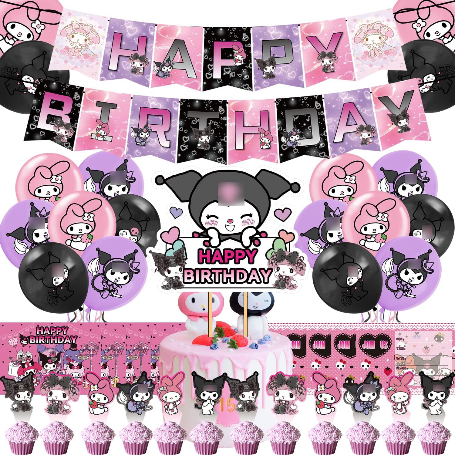 Kawaii Kuromi Party Decorations Kuromi Melody Little Devil Birthday ...