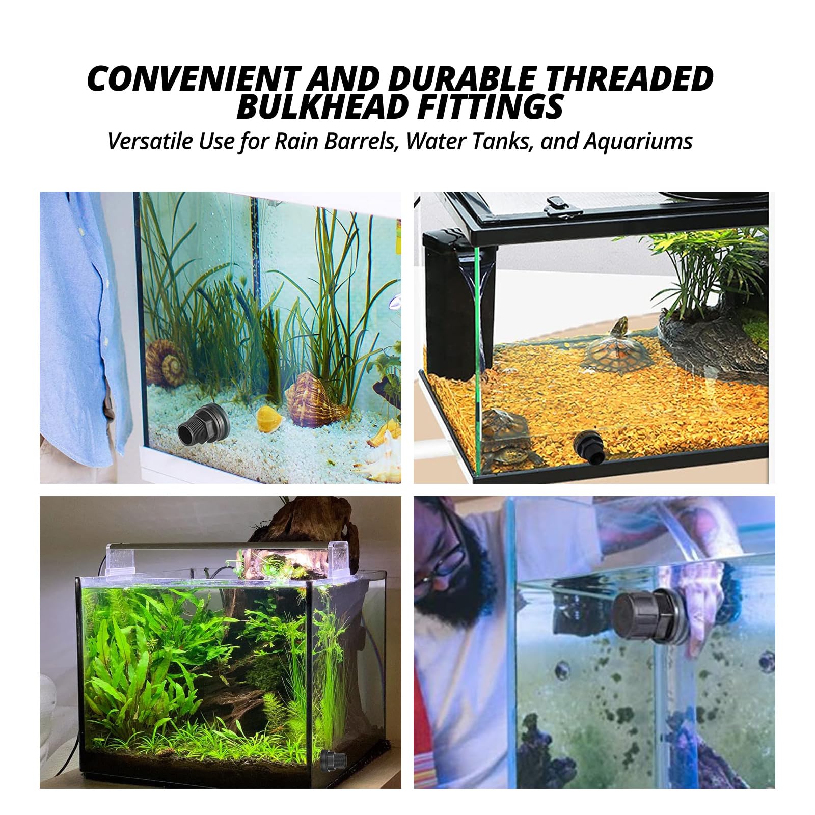 Snapklik.com : 2 Pieces PVC Bulkhead Fitting Connectors 3/4 Inch Male 1 ...