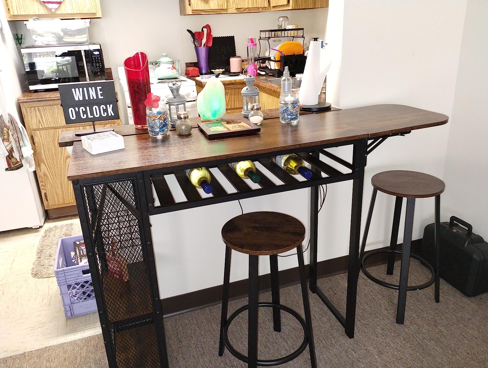 $25/mo - Finance Bestier Bar Table and Chair Set, Expandable Dining ...