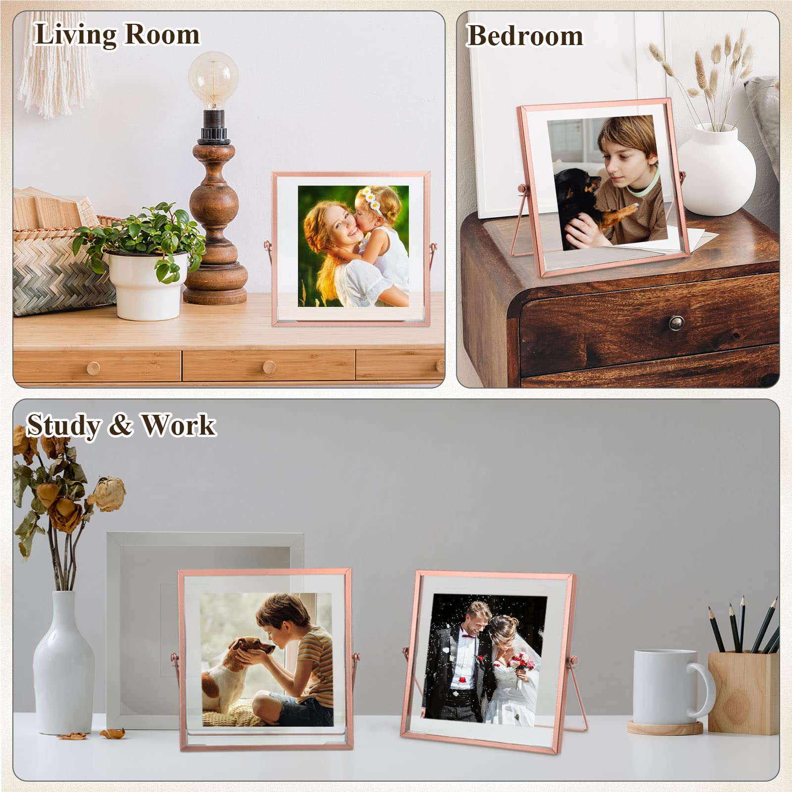 12 Pack Floating Gold Frame Glass Photo Frame Collection Vintage Metal ...