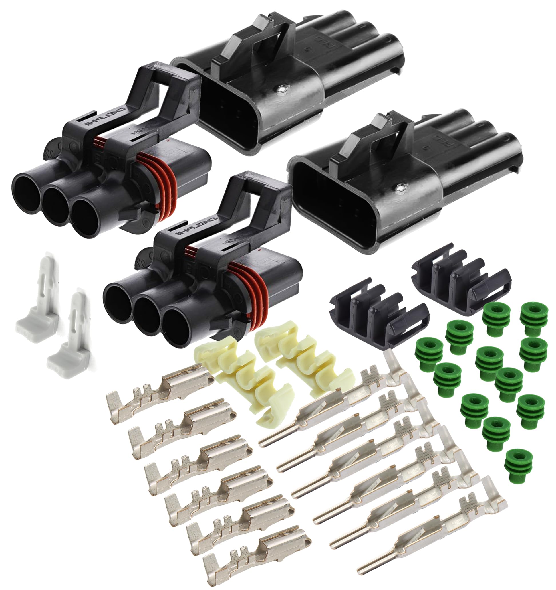 Amazon.com: 2-Pack, (3-PIN) 30Amp Metri-Pack Waterproof Connector ...