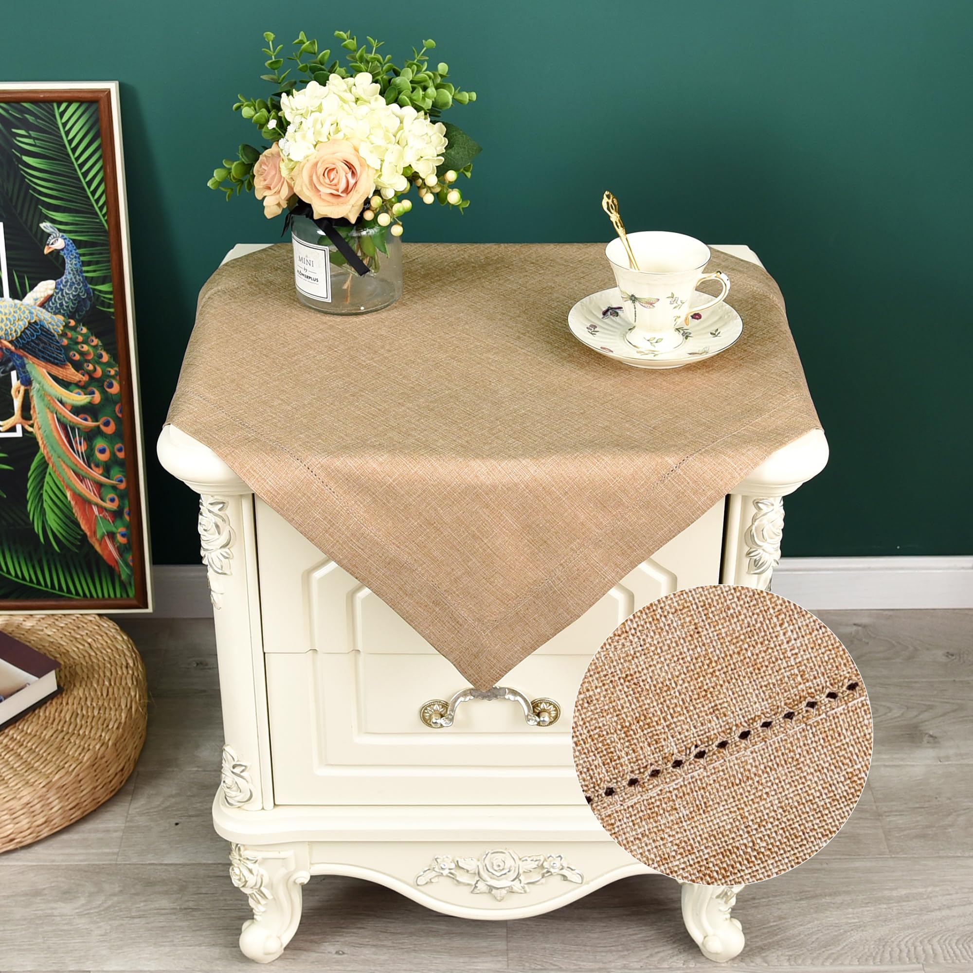 Amazon.com: NEWISHER Farmhouse Small Square Hemstitch Border Tablecloth ...