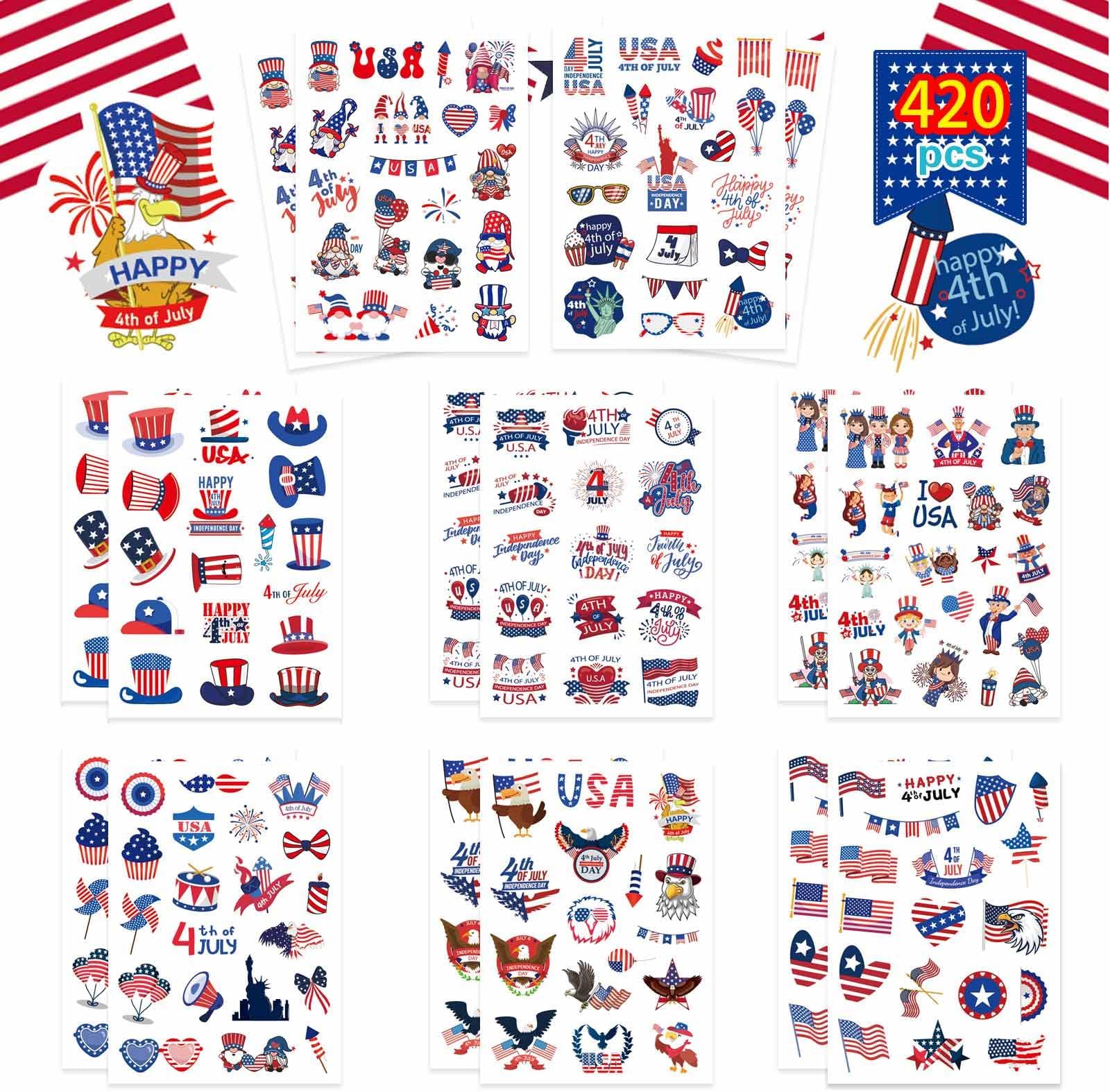 Amazon.com: Lucleag 600 PCS 4 of July Stickers for Kids, Patriotic ...