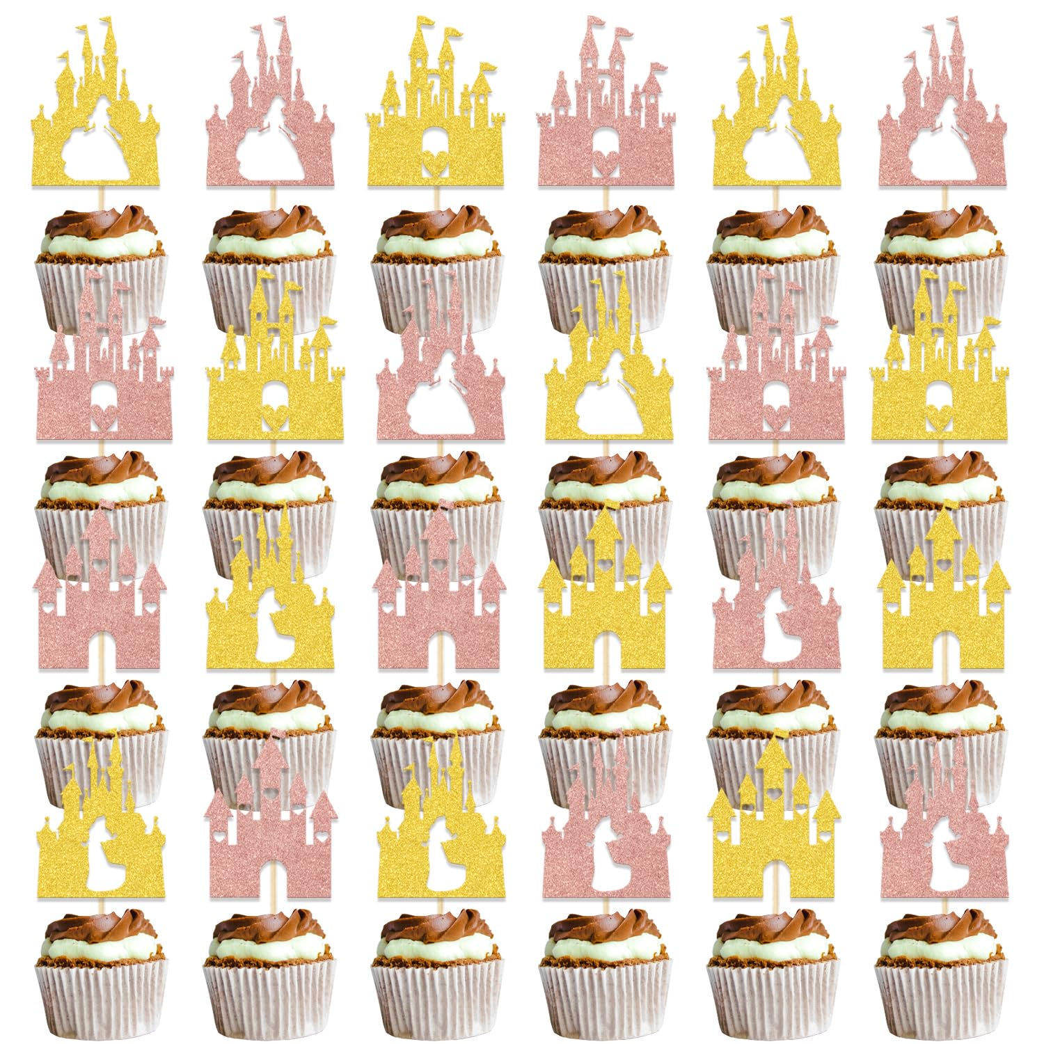 Snapklik.com : 24Pcs Castle Happy Birthday Cupcake Topper Castle ...