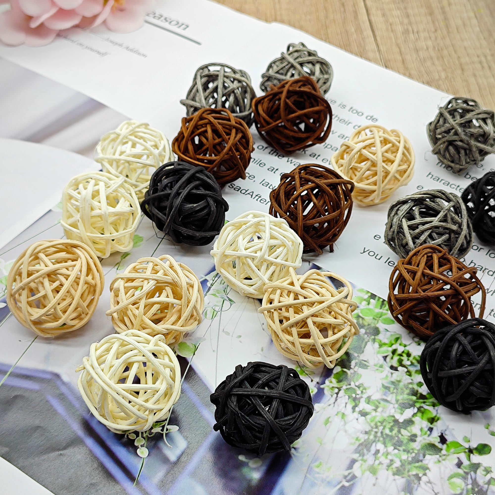 Natural Wicker Decorative Balls Craft Pomeat 15pcs Wicker Rattan Balls