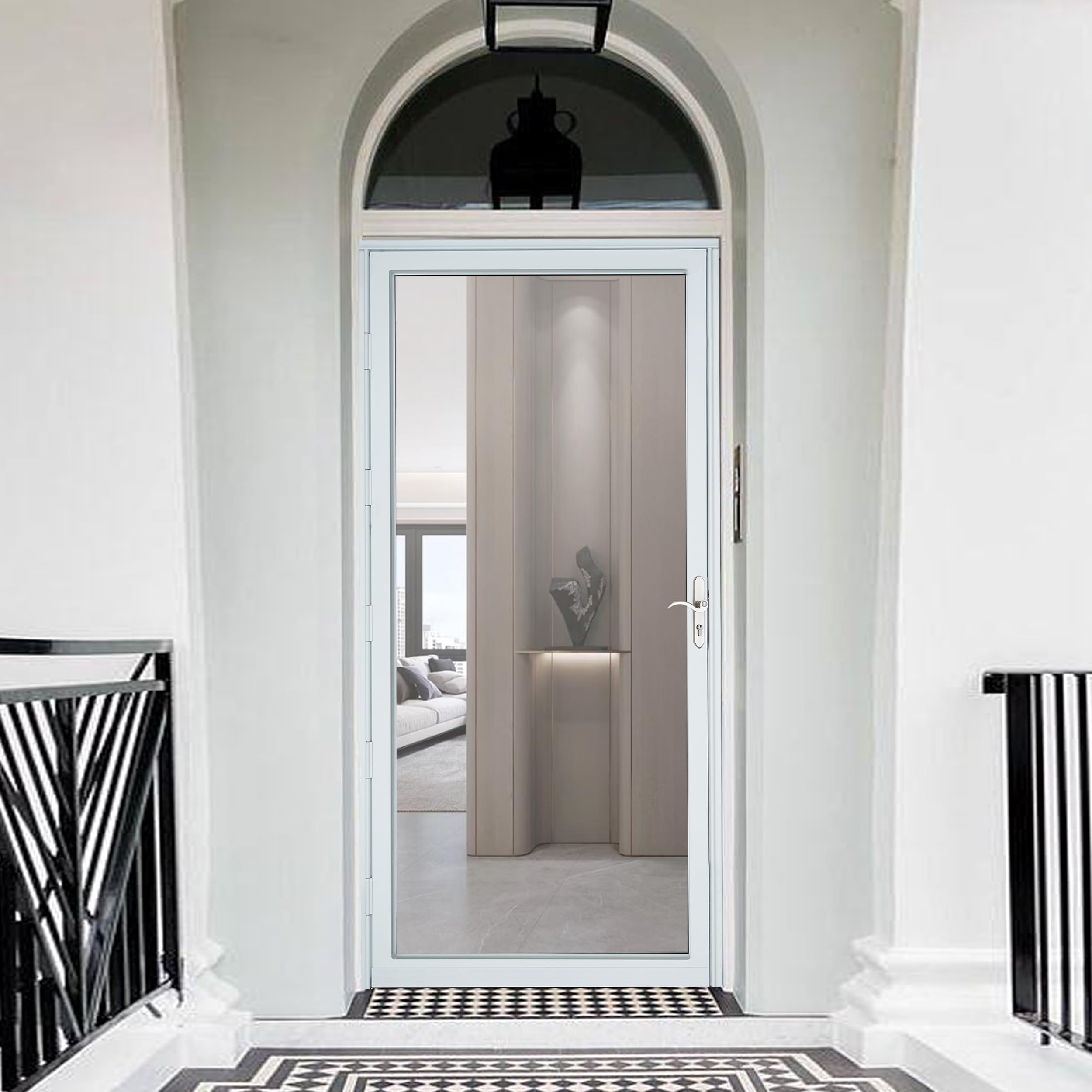 Grisham (SD310, White lockset Included) 36'' x 80'' Metal Tempered ...