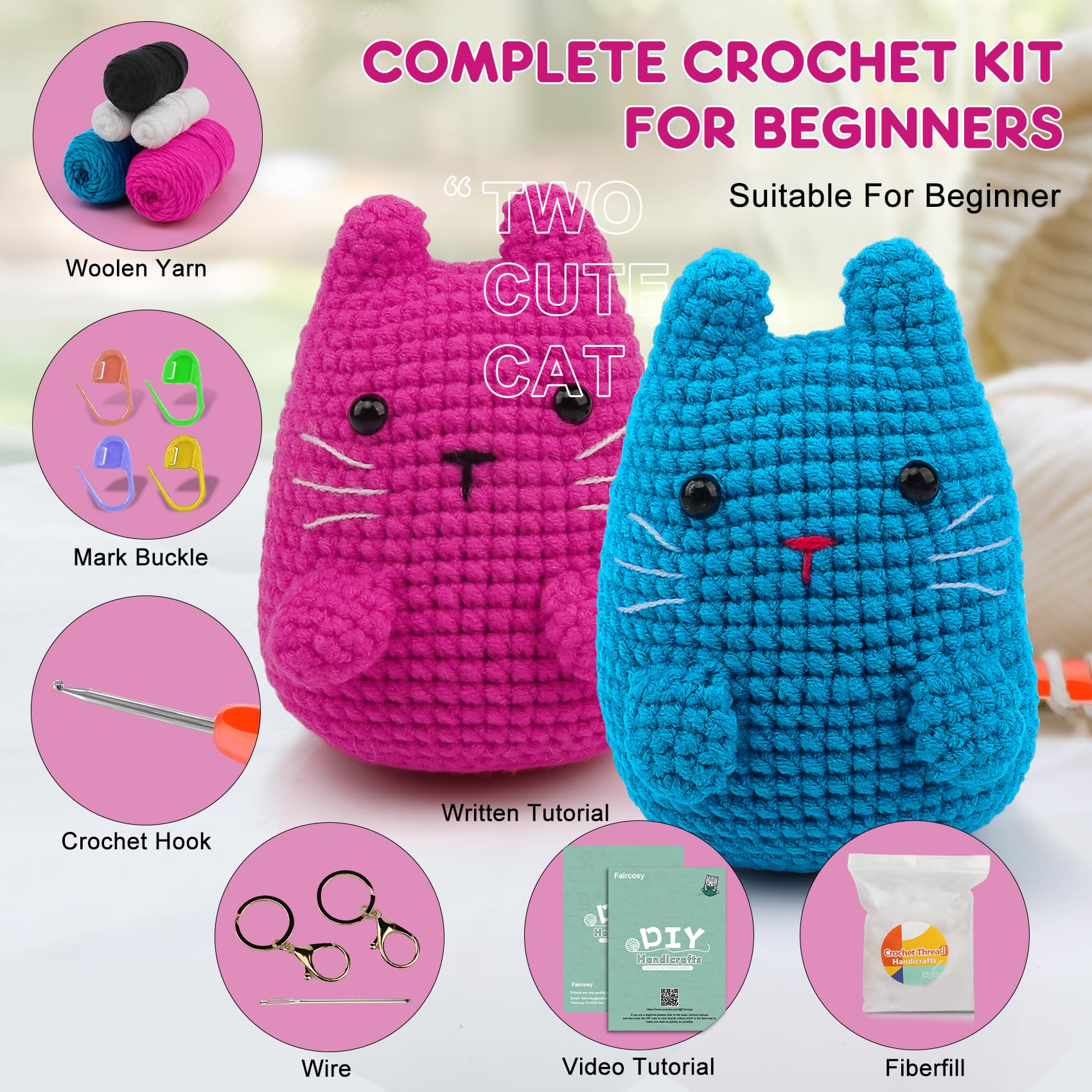 Learn To Crochet Beginner Crochet Kit - Learn To Make Amigurumi Cat ...