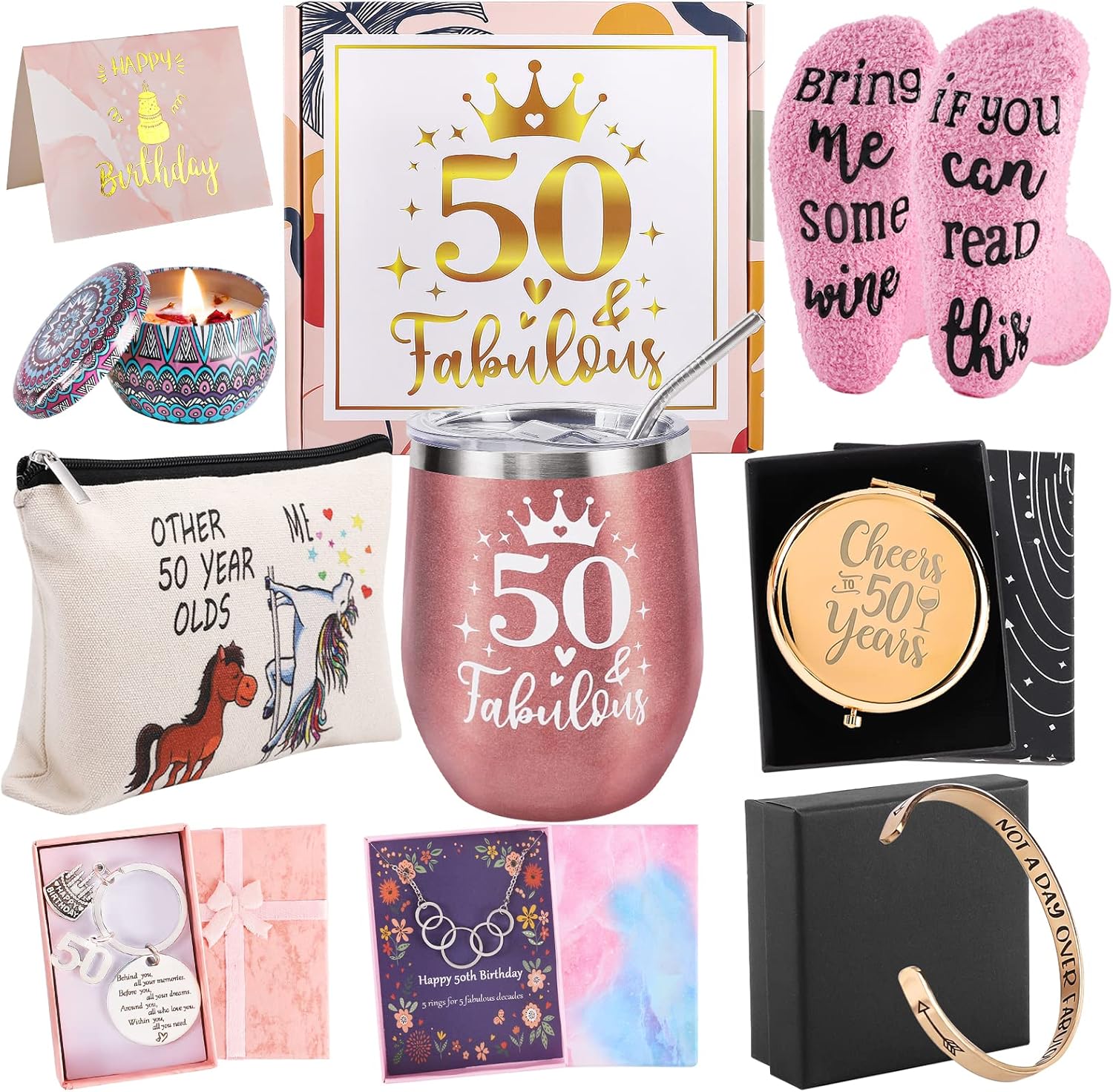 Amazon.com: Regalos de cumpleaños número 50 para mujeres, 9 regalos felices para mujeres ...