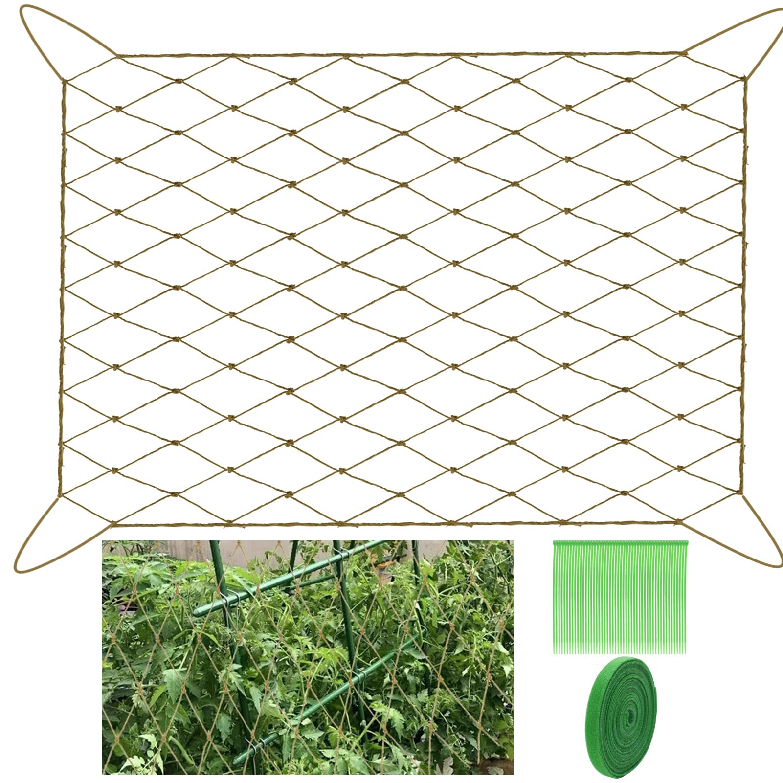 Snapklik.com : Plant Support Netting Jute Natural Fiber Cucumber Net ...