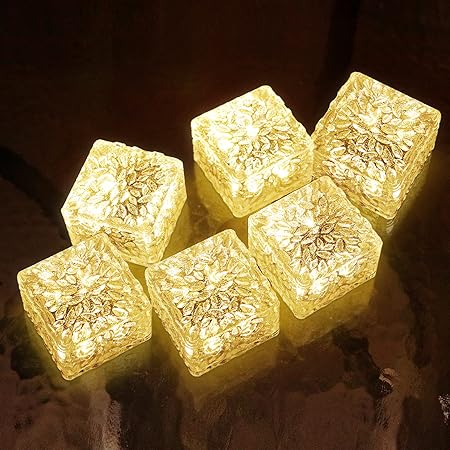 HOFLYW 6 Pack Solar Brick Lights Landscape Path Light Garden Decoration ...