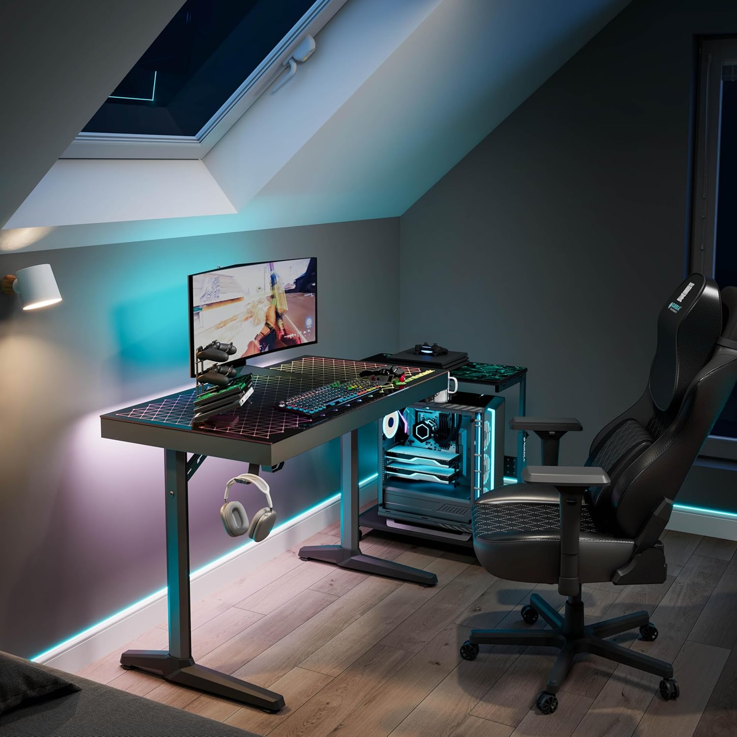 EUREKA ERGONOMIC RGB LED Gaming Desk - Tempered Nepal | Ubuy