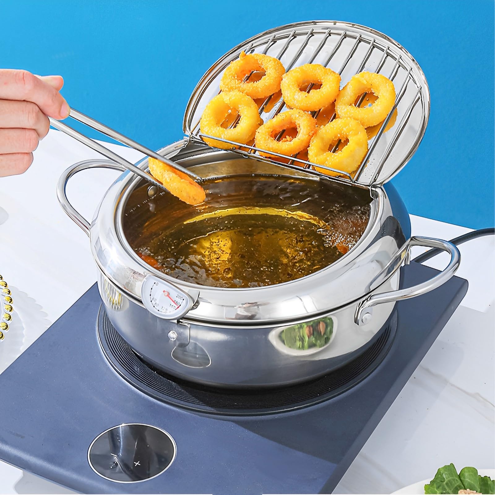 Amazon.com: Abizarch 8.2 Inch Deep Fryer Pot with Strainer Basket and ...