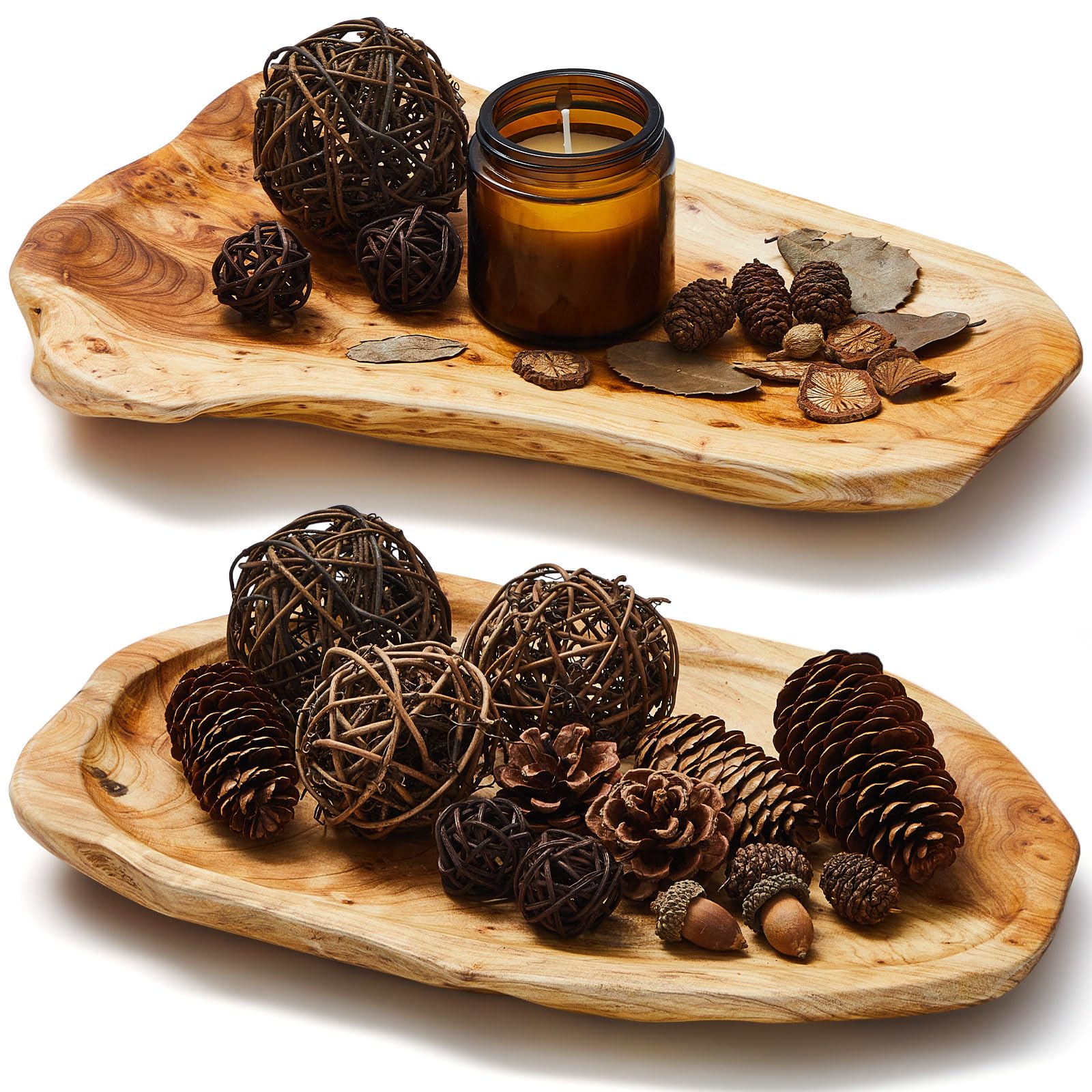 Amazon.com: Tessco 2 Pcs Wood Fruit Bowl Handmade Unique Wood Dish Hand ...