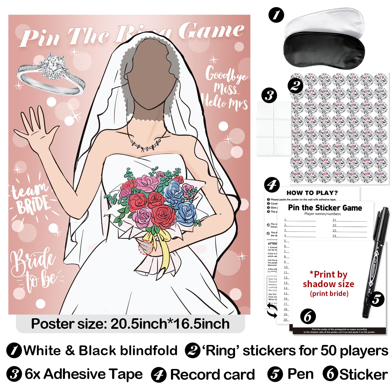 Snapklik.com : TYHJOY Pin The Ring On The Bride Game, 50 Guests Bridal ...