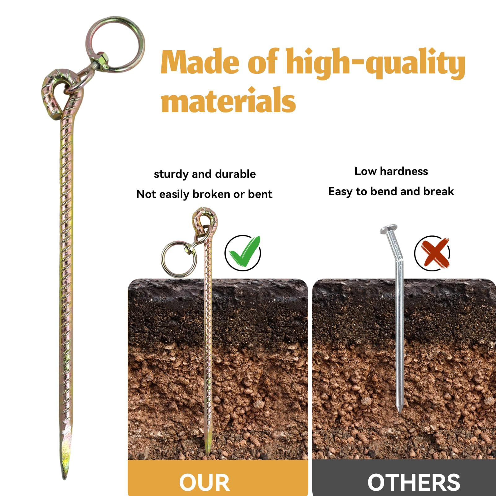 Snapklik.com : EISENSP 16 Inch Dog Tie Out Stake, 0.6 Inch Diameter ...