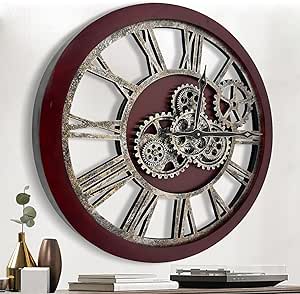Amazon.com: The B-Style Large Wall Clock 24 inch Moving Gear Wall Clock ...
