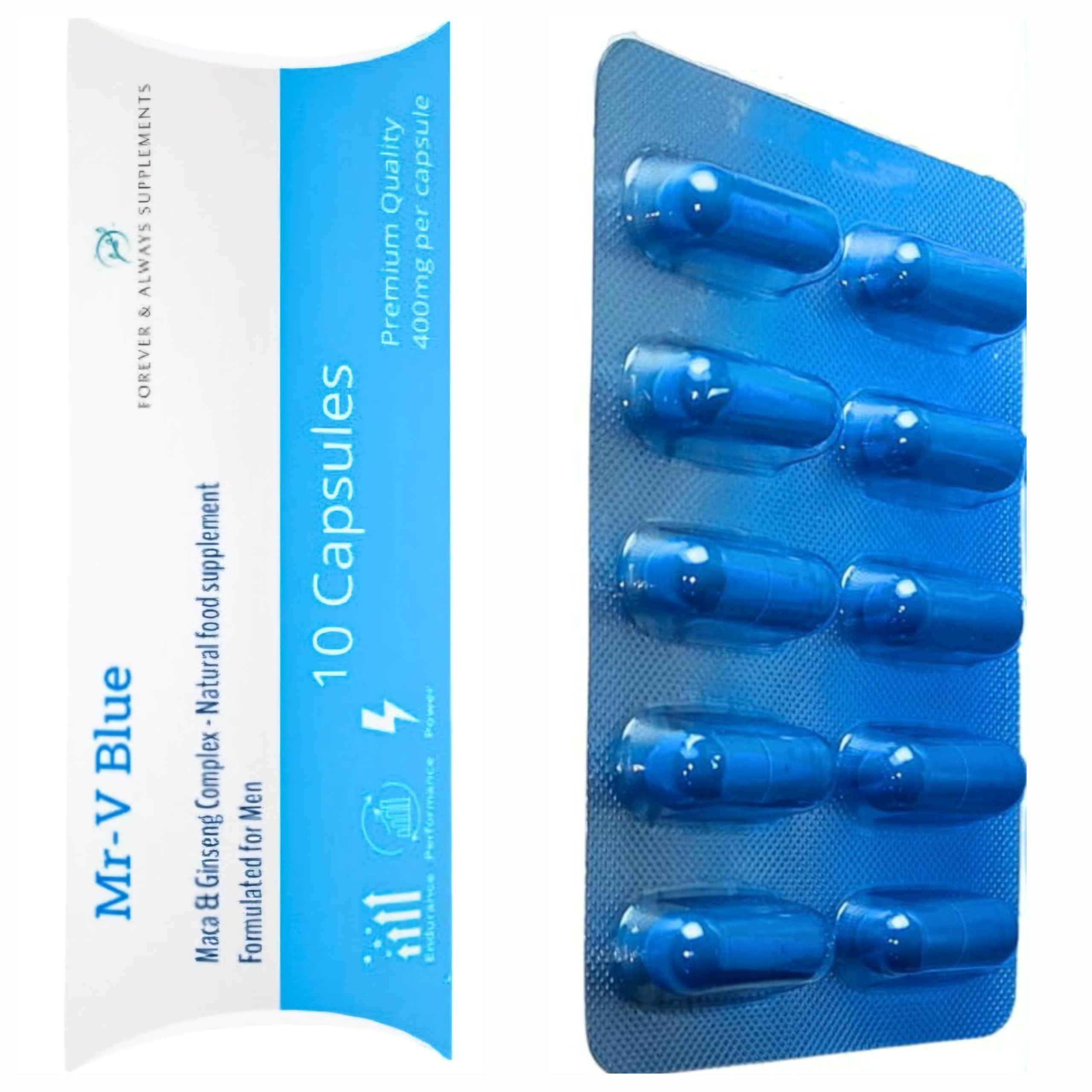 2 x MR-V Blue Natural Supplements, 400mg Sex Tablets for Men, Ginseng ...