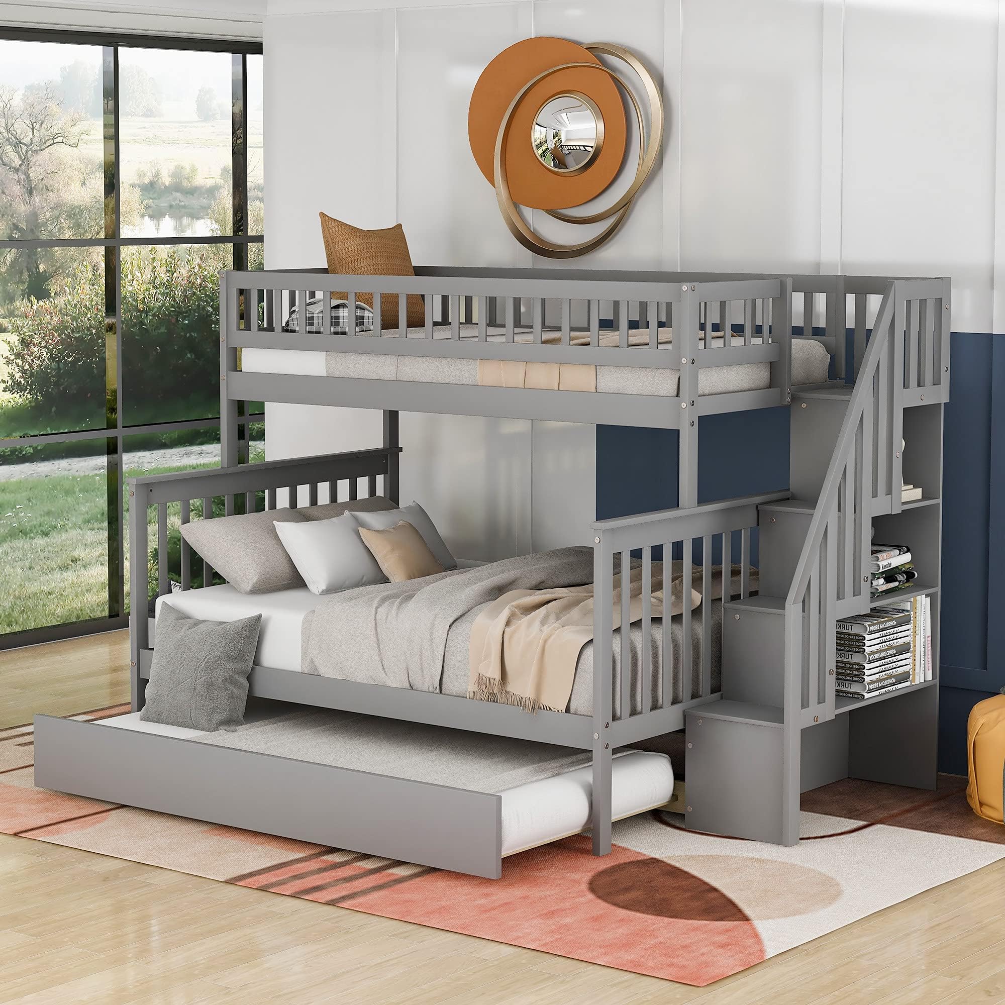 Amazon.com: Baysitone Bunk Bed, Bunk Beds Twin Over Full Size, Bunk Bed ...