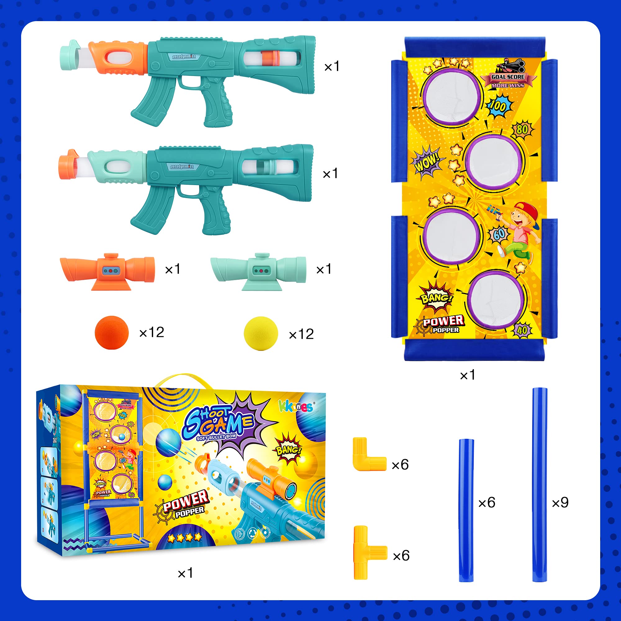 Shooting Game Toy for Boys - 2 Player Toy Foam Blaster Air Guns, 24 ...