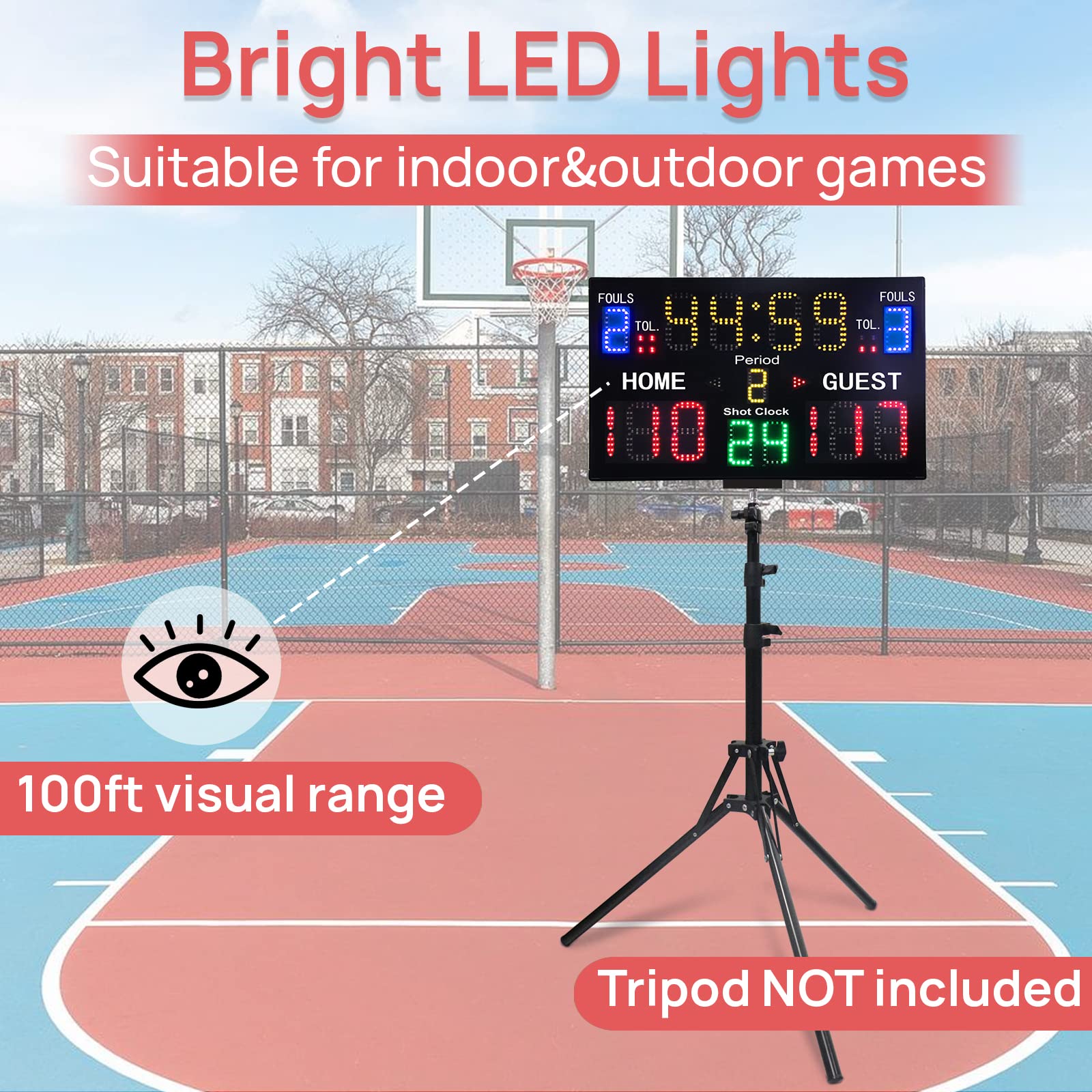 YZ Battery Powered Electronic Basketball Scoreboard with Shot Clock, 12 ...