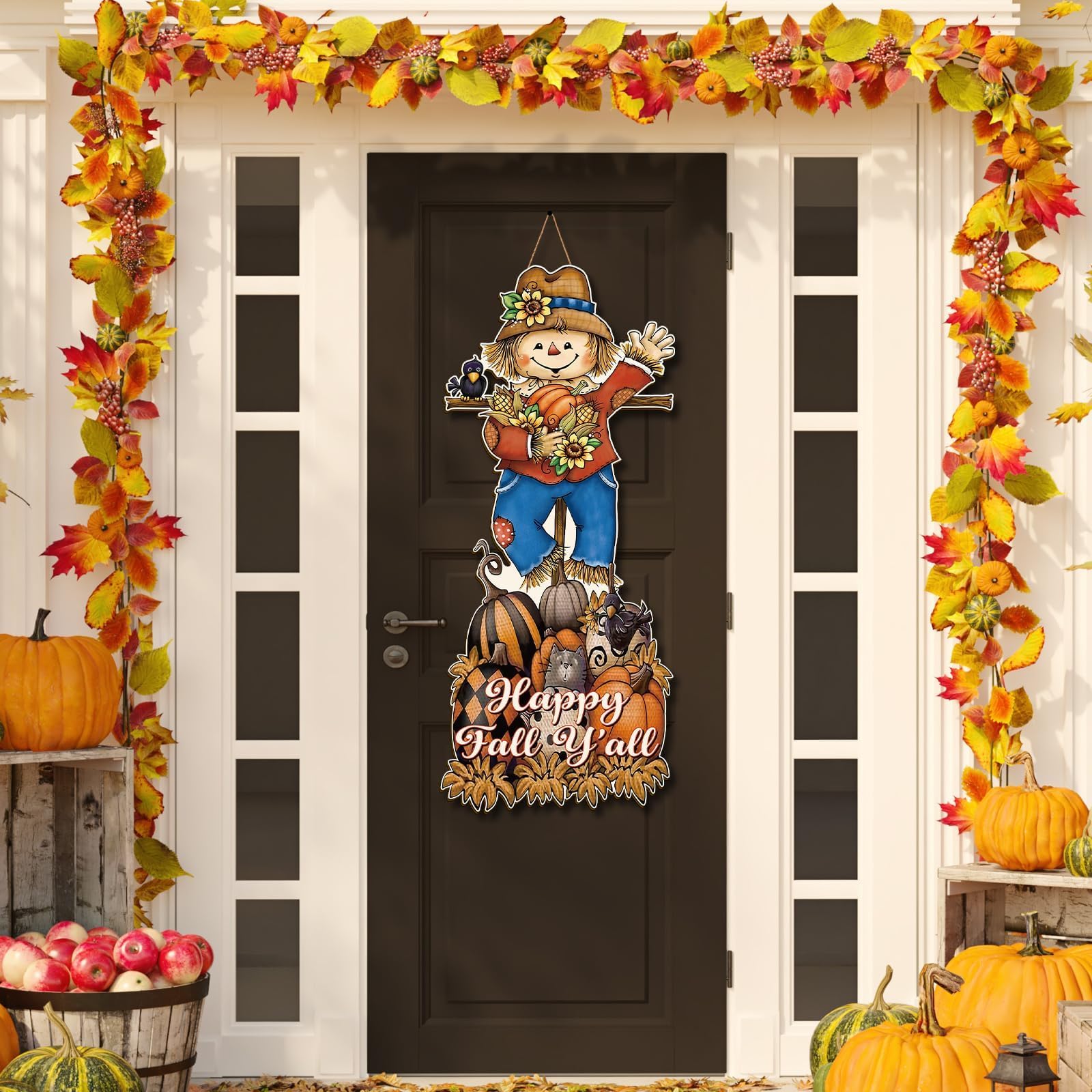Outdoor Fall Decorations 2 Pcs Fall Welcome Signs - Scarecrow Wooden ...