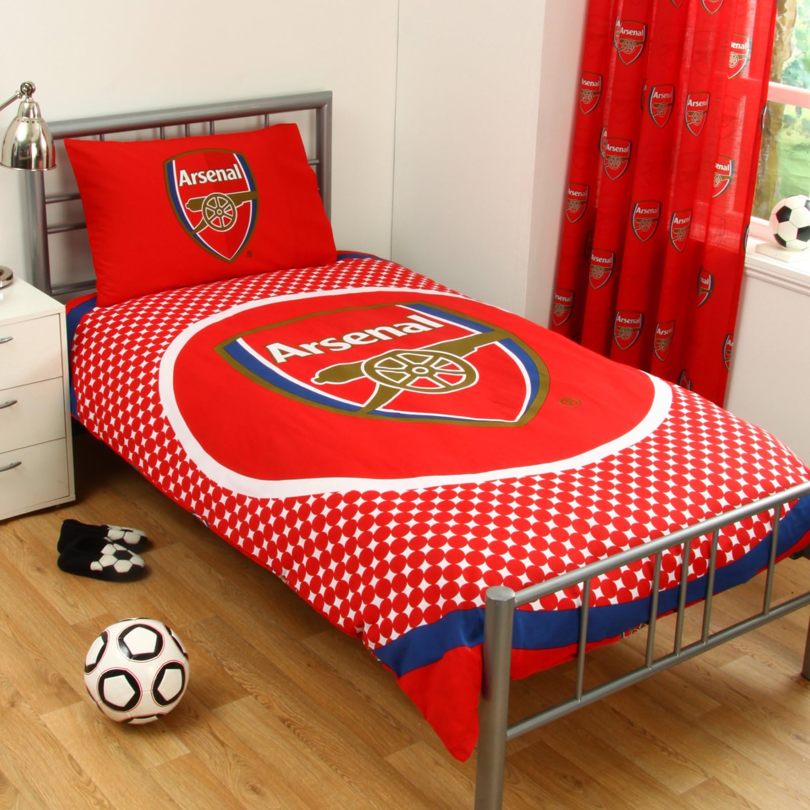 Arsenal FC Patch Double Duvet Cover and Pillowcase Set : Amazon.co.uk ...