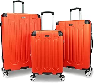 Amazon.com | Dejuno Tutin Hardside Spinner Luggage TSA Lock, Orange, 3-Piece Set | Luggage Sets