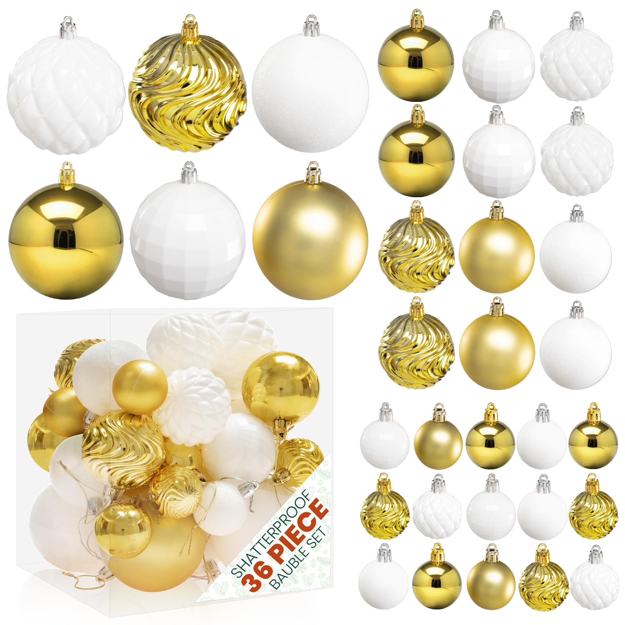 Pelle & Sol 36-Piece Christmas Decorations Bauble Set - Shatterproof ...