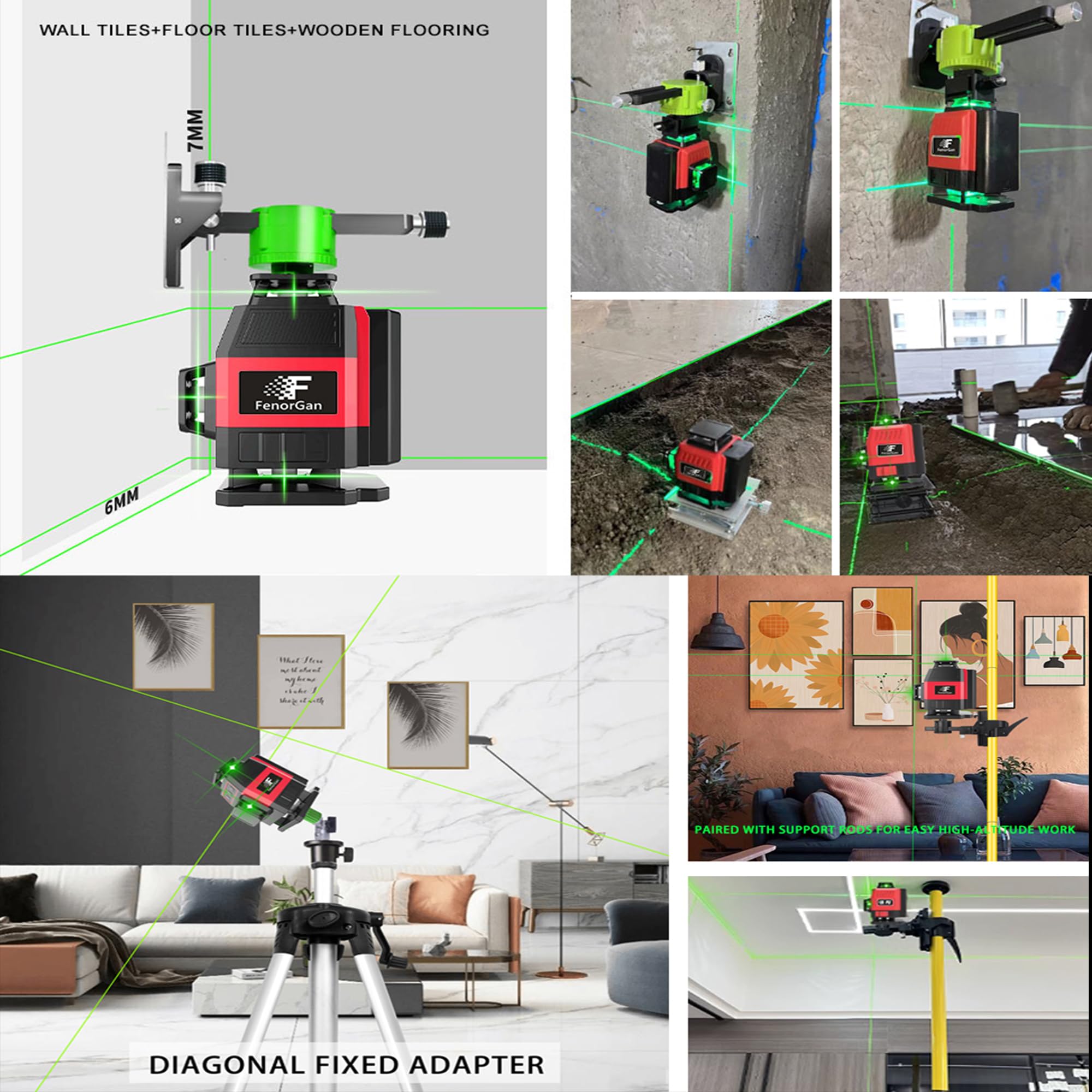 Snapklik.com : FenorGan16 Lines Self Leveling Laser Level, 4x360 4D ...