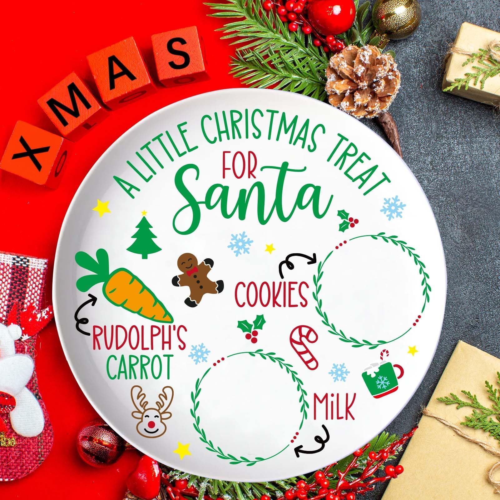 Amazon.com | AnyDesign Dear Santa Cookie Plate Rectangular Christmas ...
