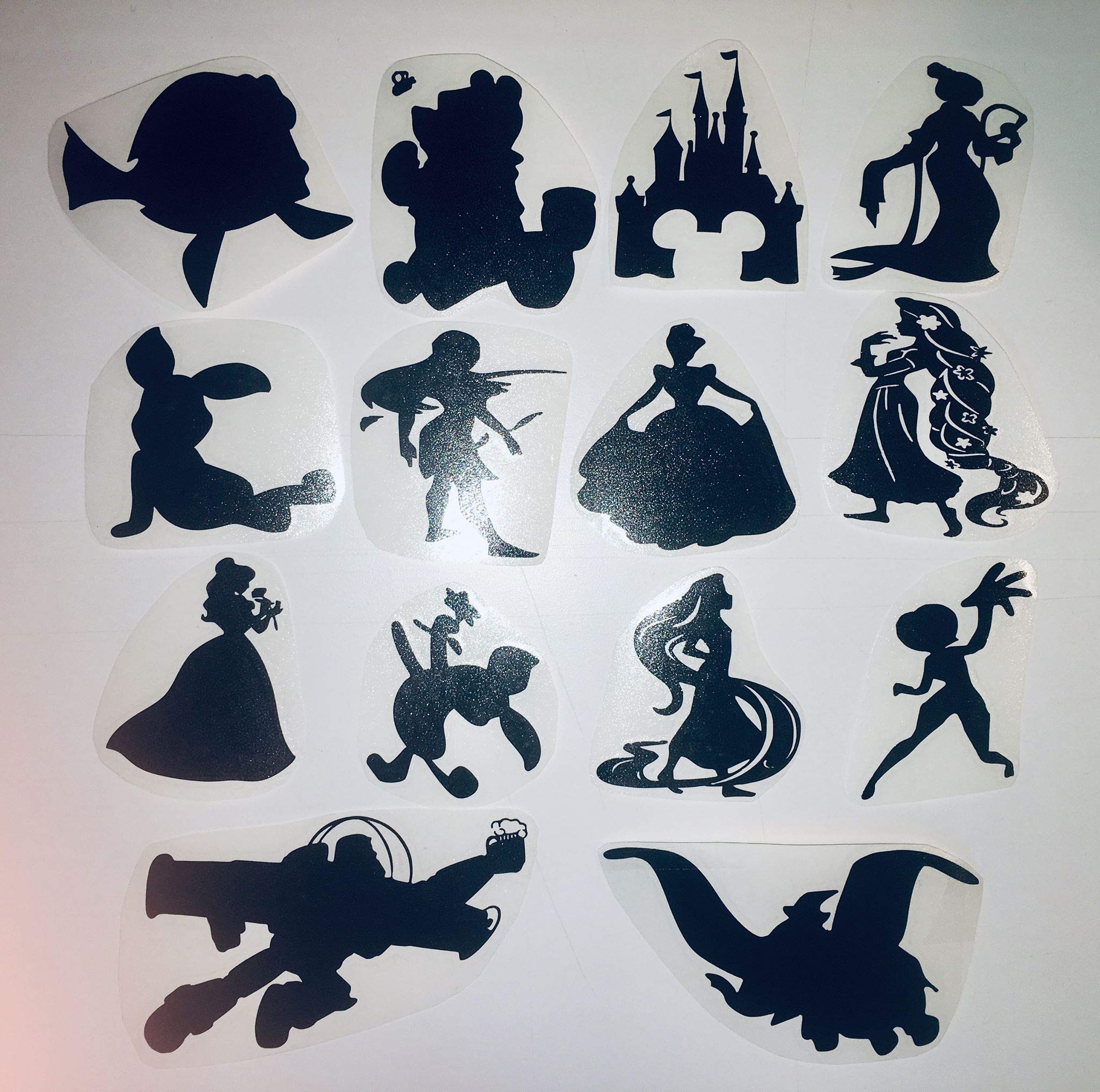 14 Pack Disney Silhouette Images Rapunzel Mulan Dumbo Piglet Elastigirl ...