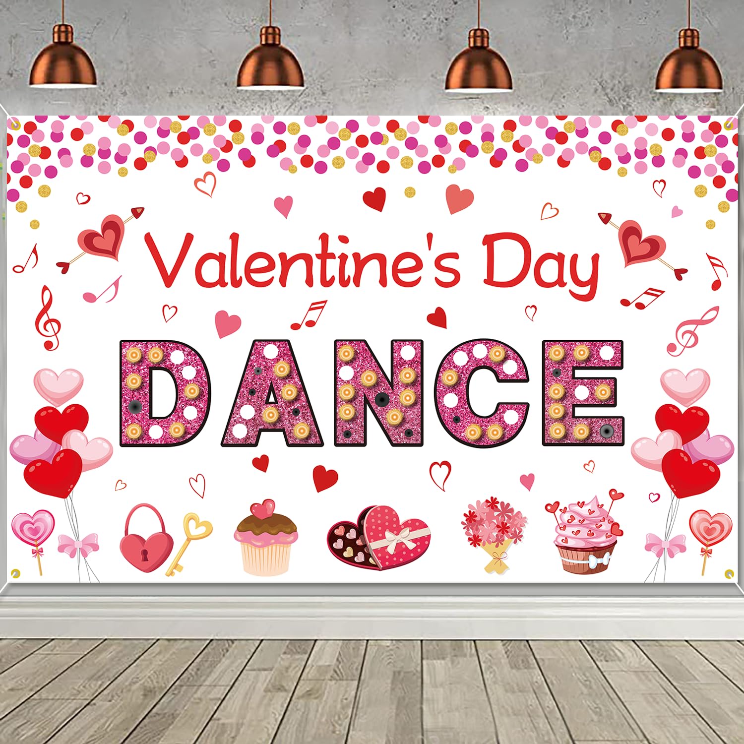 Amazon.com: Valentine's Day Dance Backdrop Banner Valentines Day Banner ...