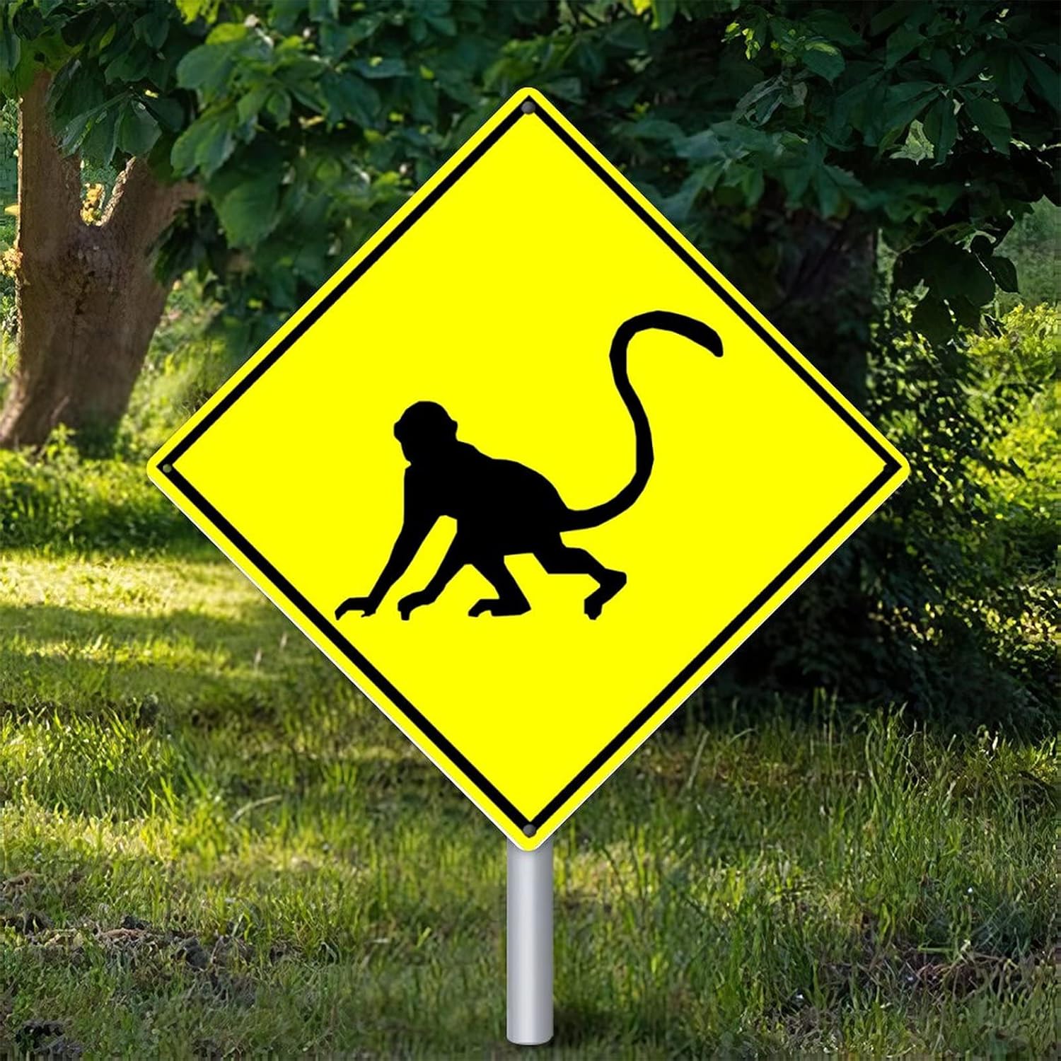 Amazon.com : Metal Sign Plaque Monkey Xing Crossing Warning Sign ...