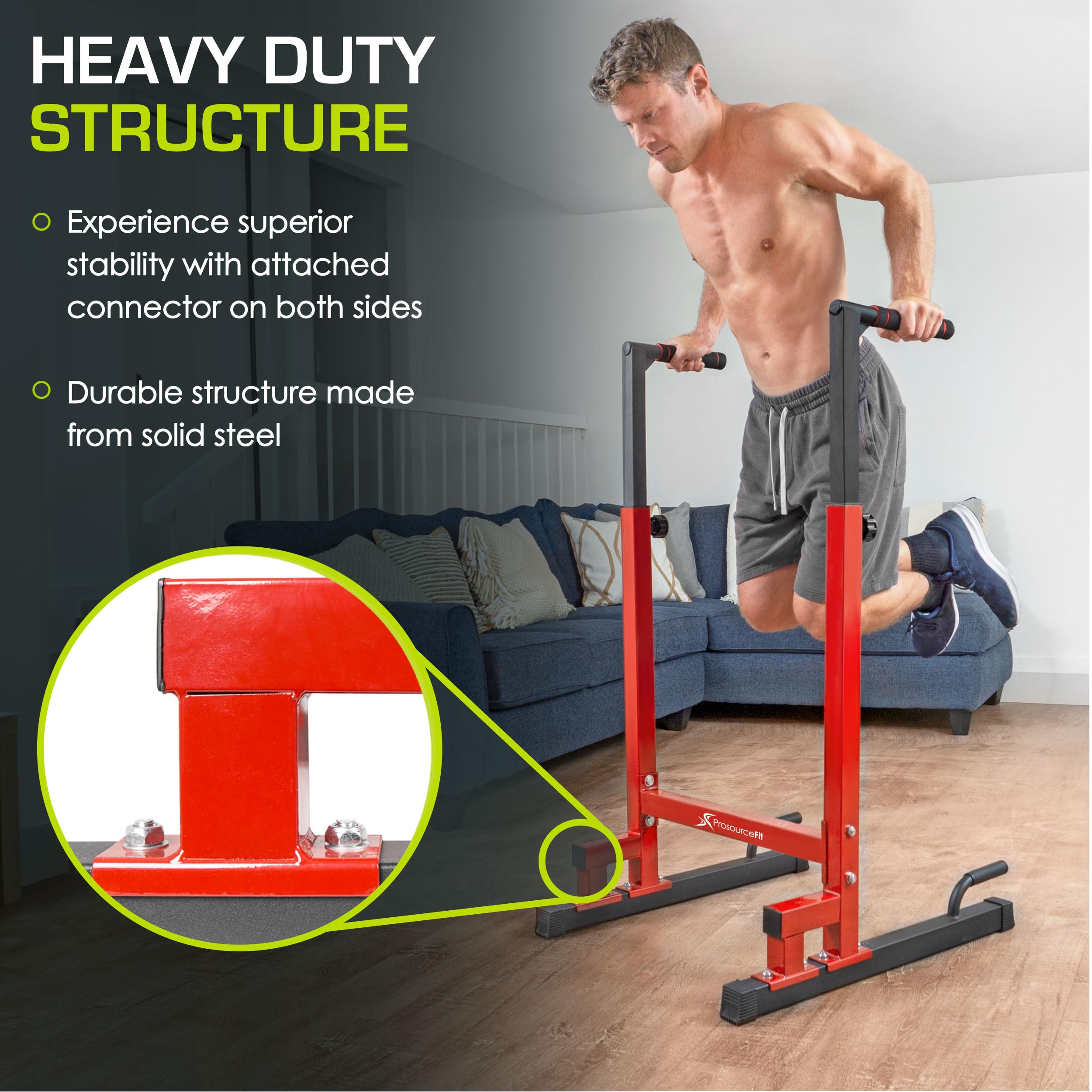 Snapklik.com : Power Dip Station Adjustable Height Upper Body Equipment ...