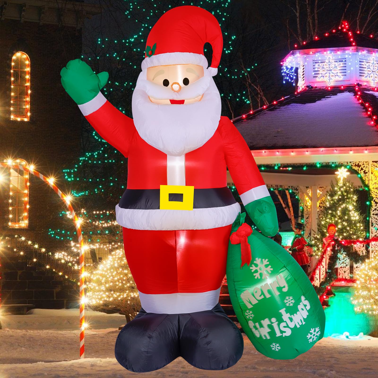 Amazon.com: Lumiwind 8FT Giant Christmas Inflatable Santa Claus with ...