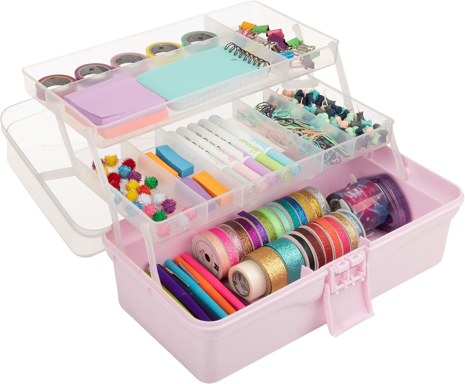 Amazon.com: 14” Plastic Tackle Box Organizer - 3-Layer Portable Sewing ...