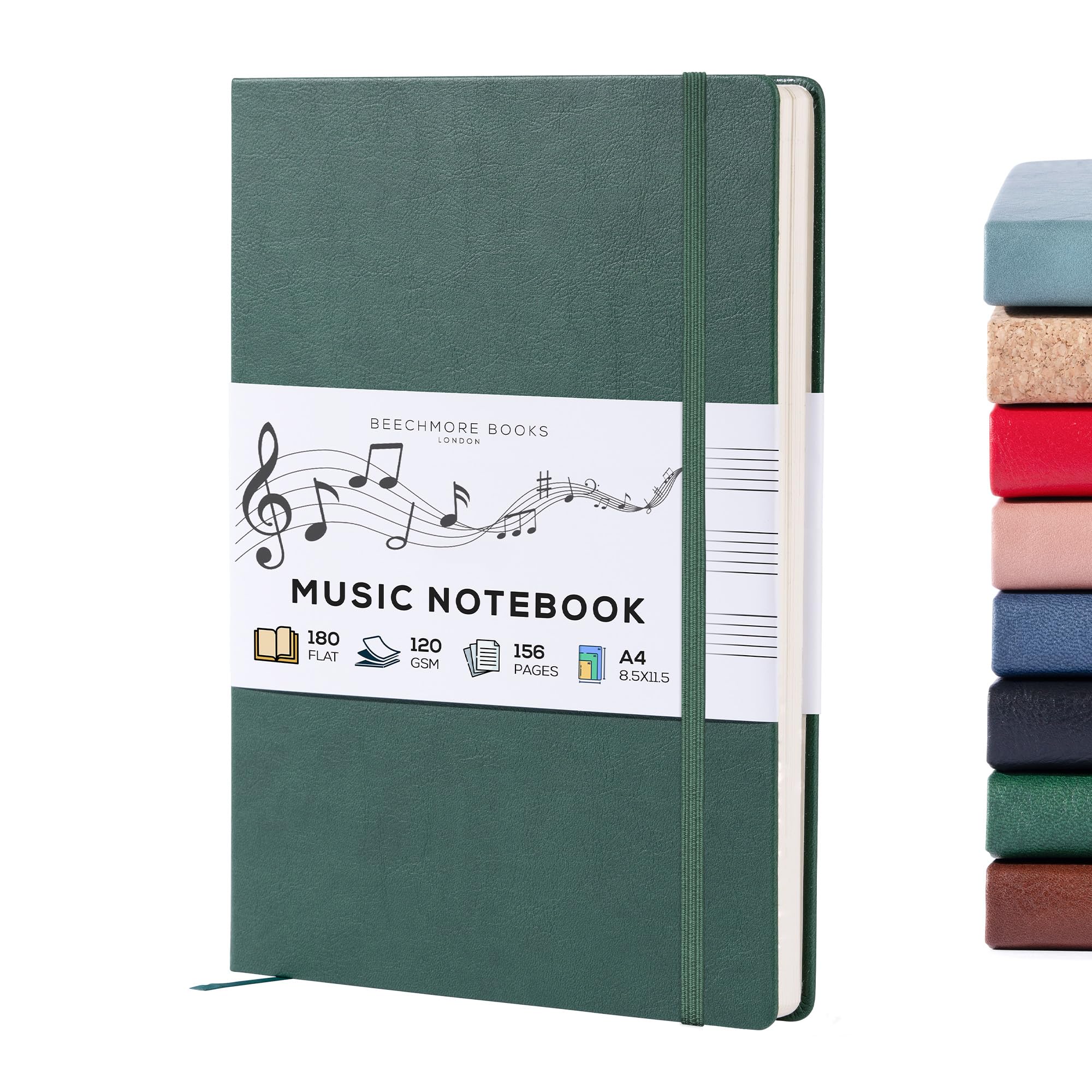Beechmore Books Manuscript Paper Notebook - A4, Green | Premium 10 ...