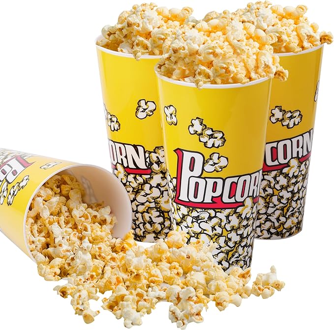 Amazon.com: KORCCI Plastic Popcorn Containers 4Packs-Reusable Popcorn ...